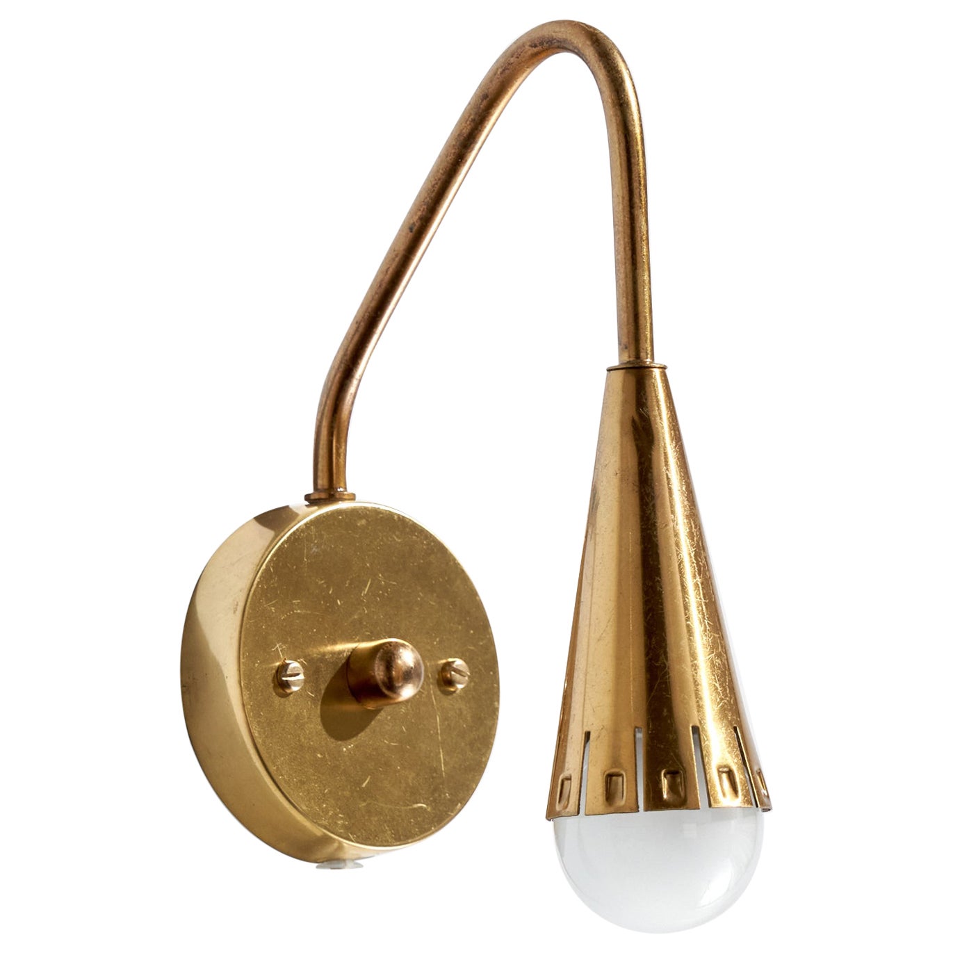 Swedish Modern Brass Wall Sconces by Harald Notini for Böhlmarks, 1940s ...