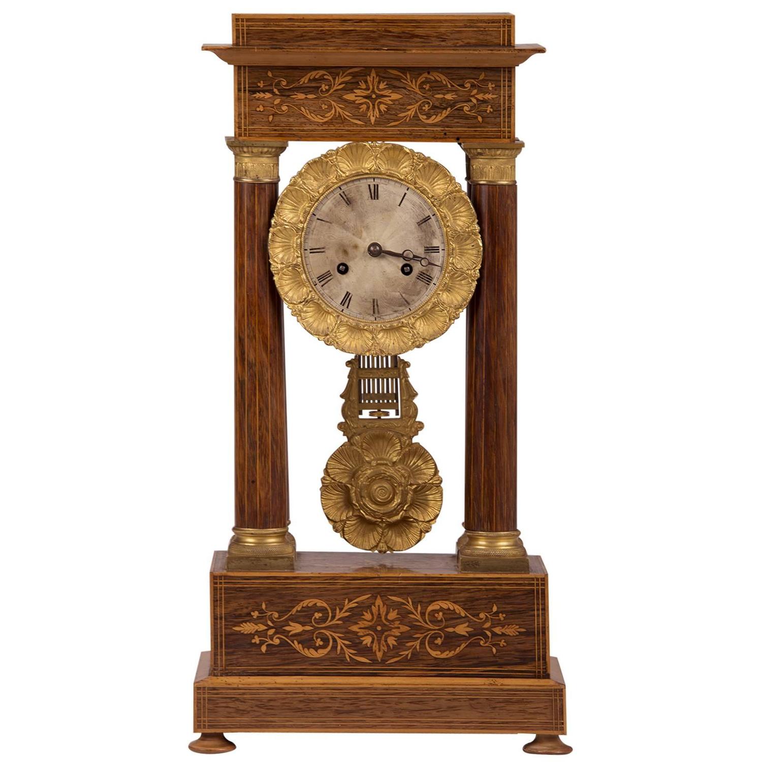 Louis Philippe Period Rosewood, Ormolu Antique French Portico Clock ...