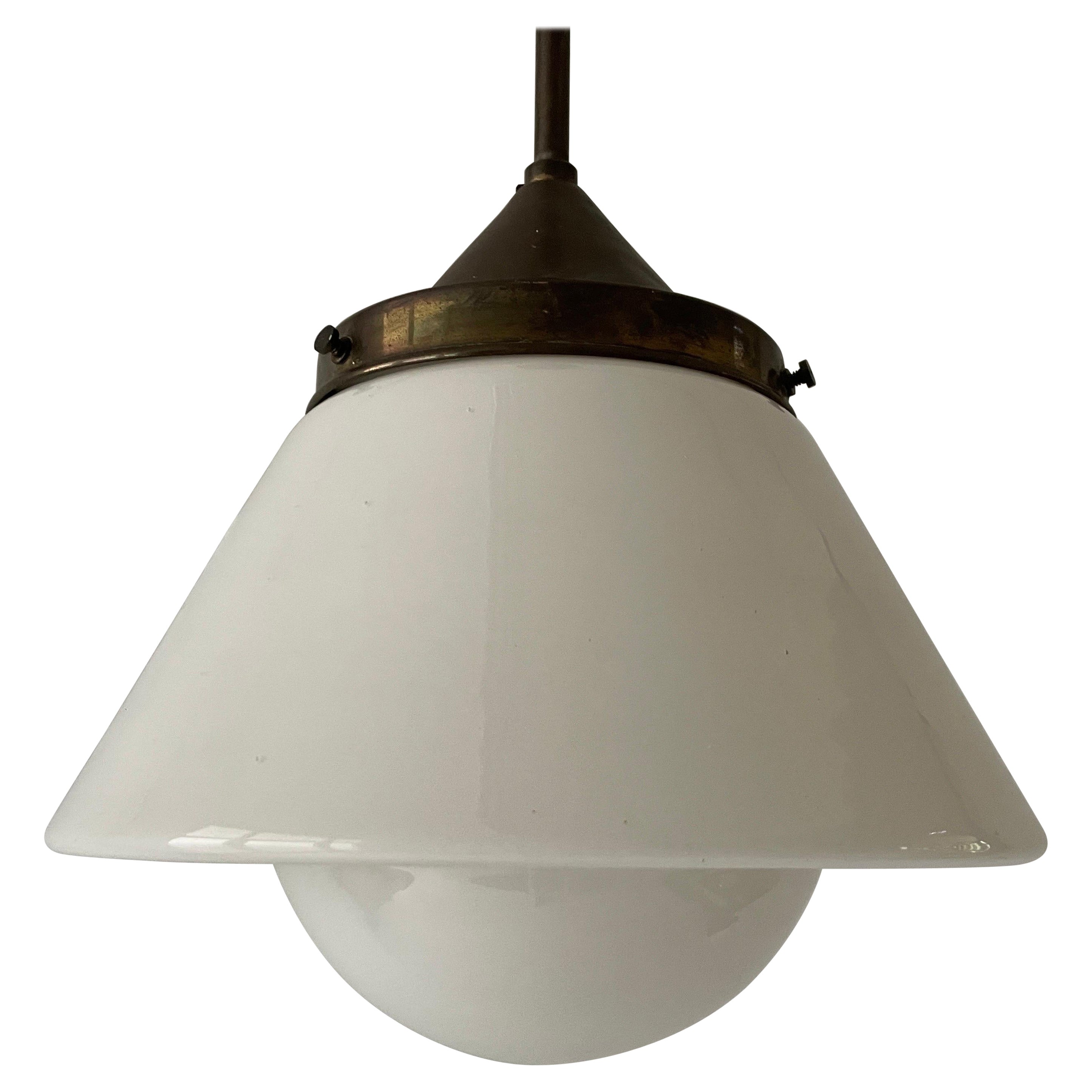 Art Deco Green Glass Ceiling Lamp, 1940s, Germany For Sale at 1stDibs