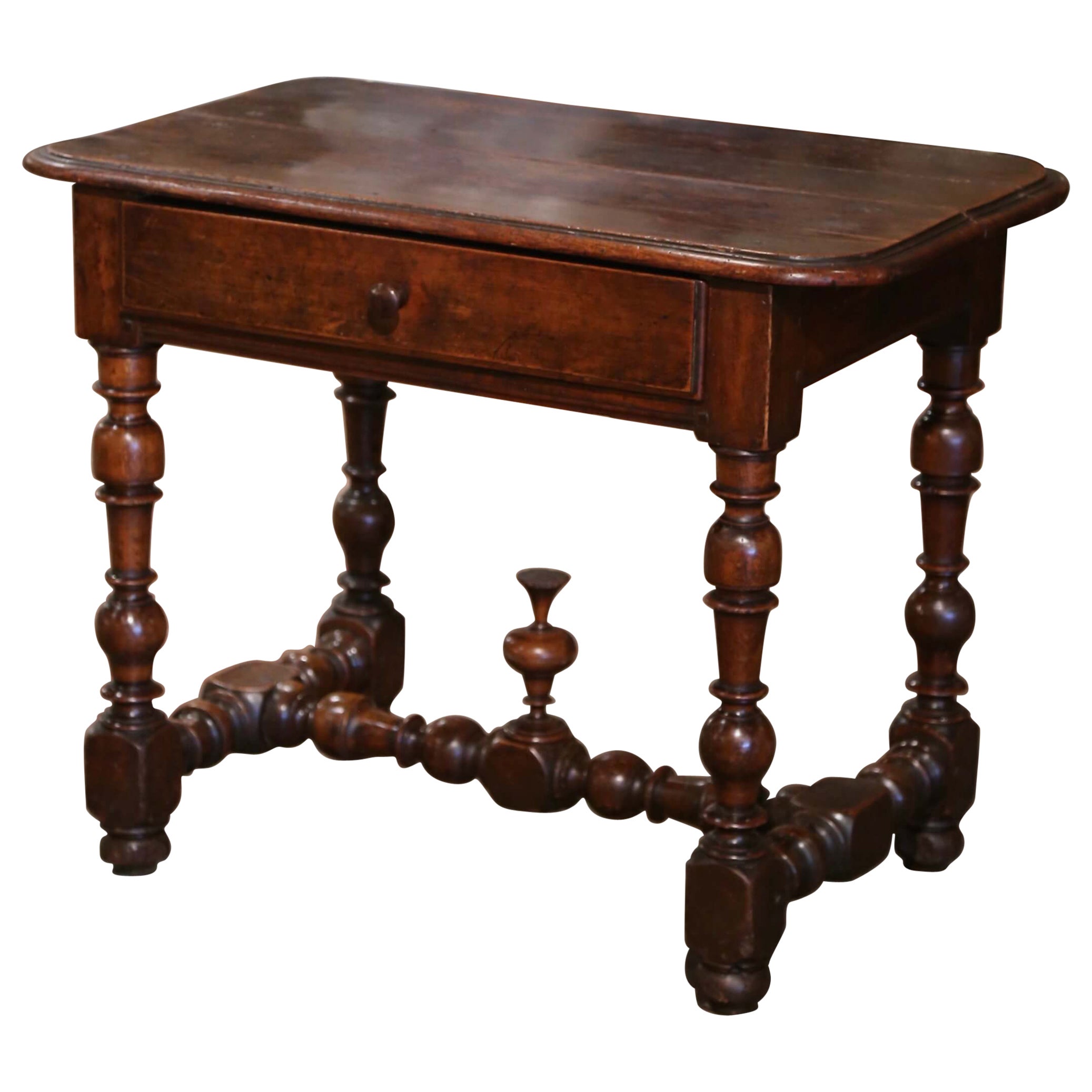 18th Century Spanish Renaissance Carved Walnut One Plank Top Side Table ...
