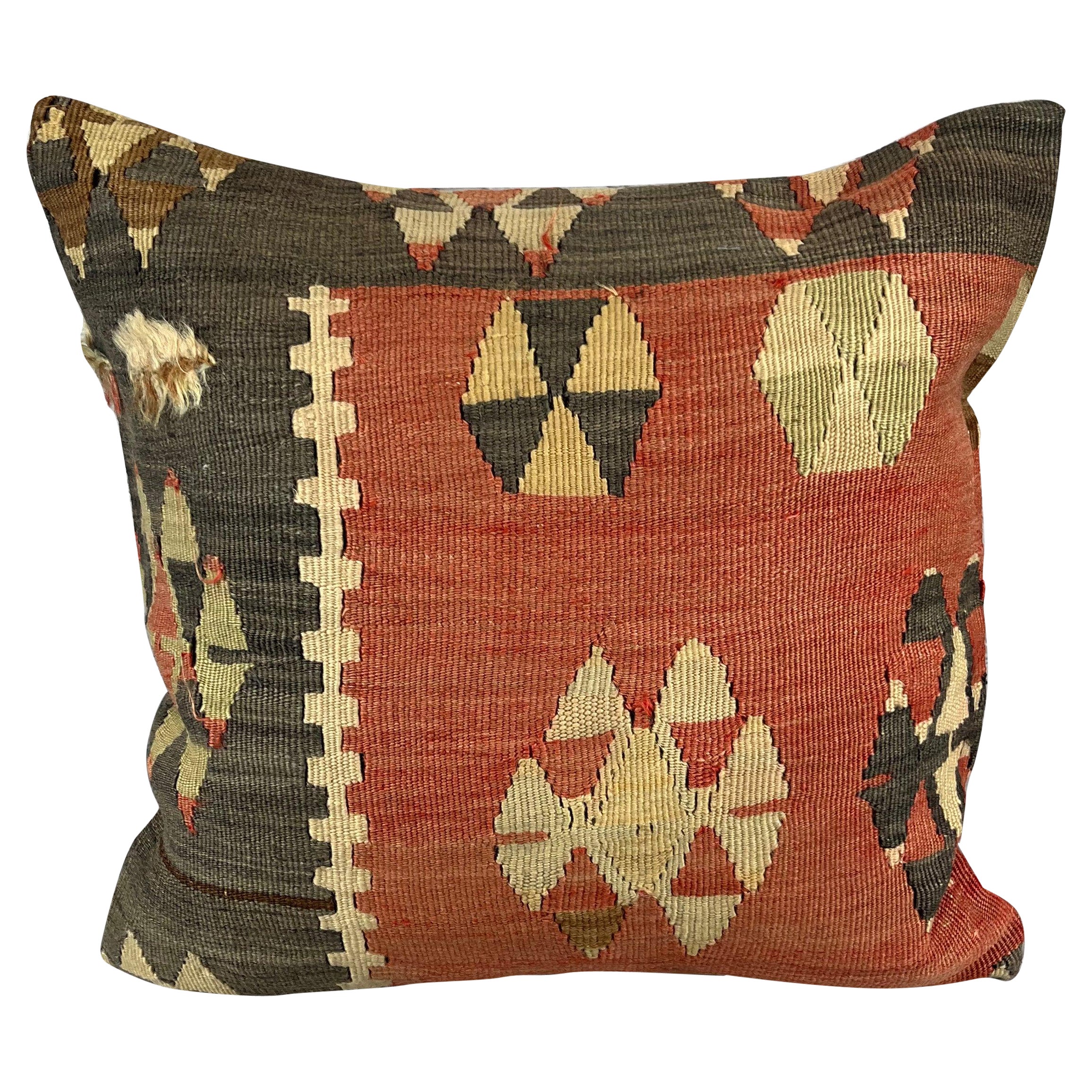 20 x 20 Kilim Turkish Cushion Natural Green Brown Pillow Cushion Cover ...