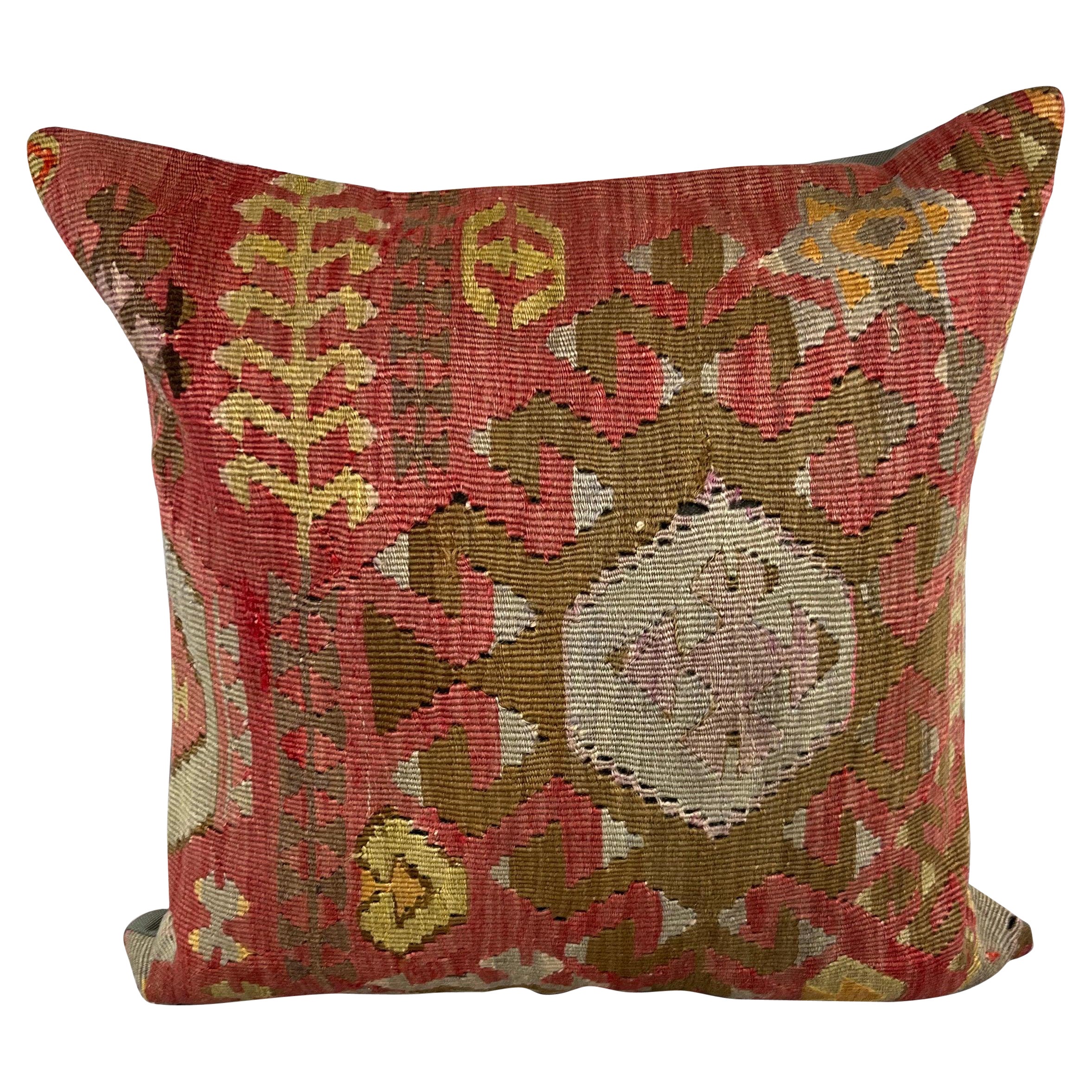 20 x 20 Kilim Turkish Cushion Natural Green Brown Pillow Cushion Cover ...