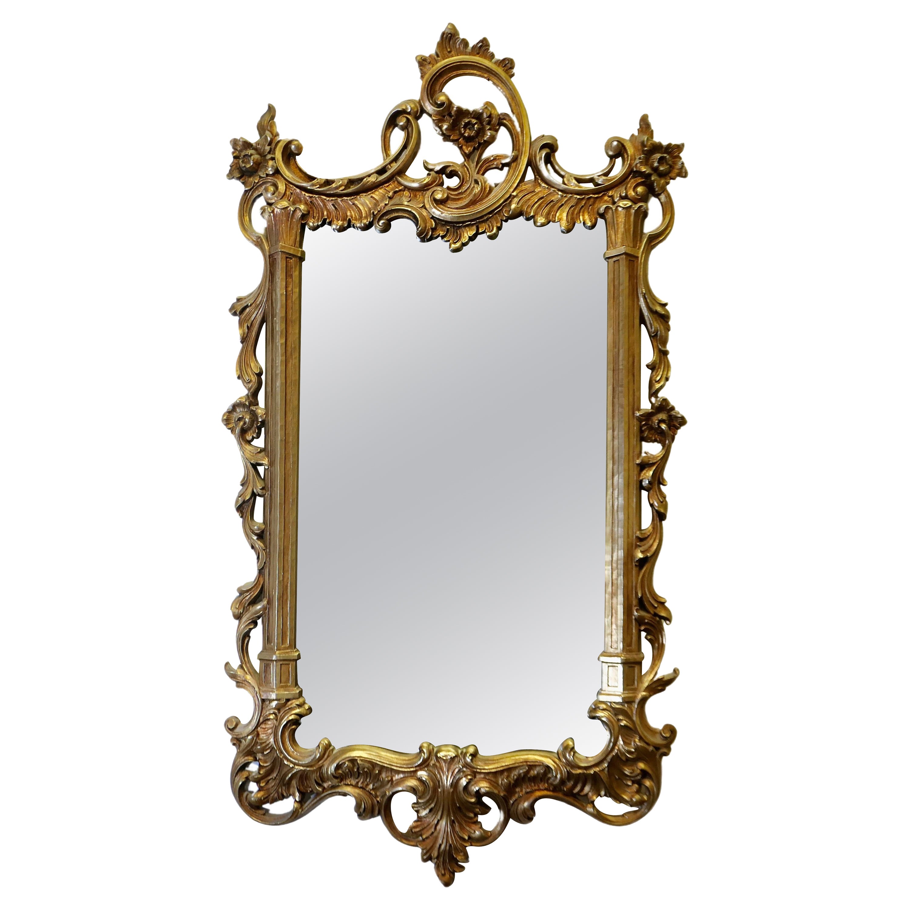 Giltwood French Rococo Wall Mirror, circa 1940s at 1stDibs