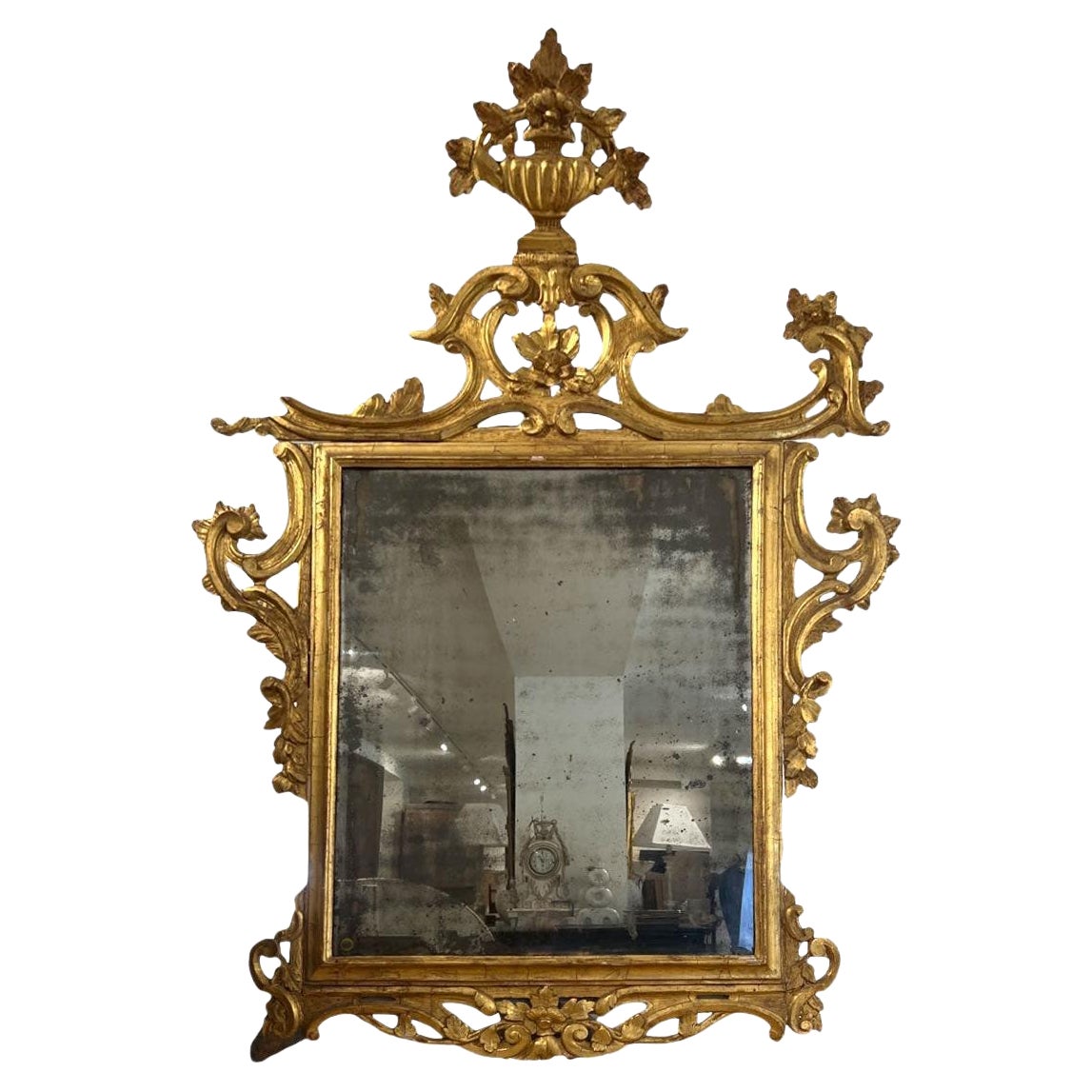 Gilded Louis Phillipe Mirror with Fleur Detail For Sale at 1stDibs
