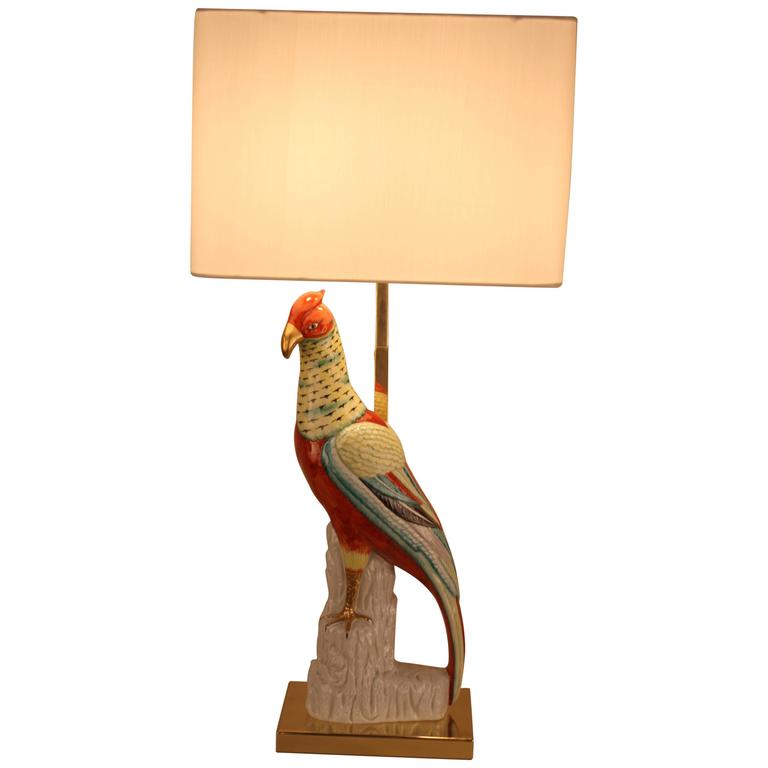 Unique Italian Porcelain Bird Table Lamp at 1stDibs | porcelain bird lamp