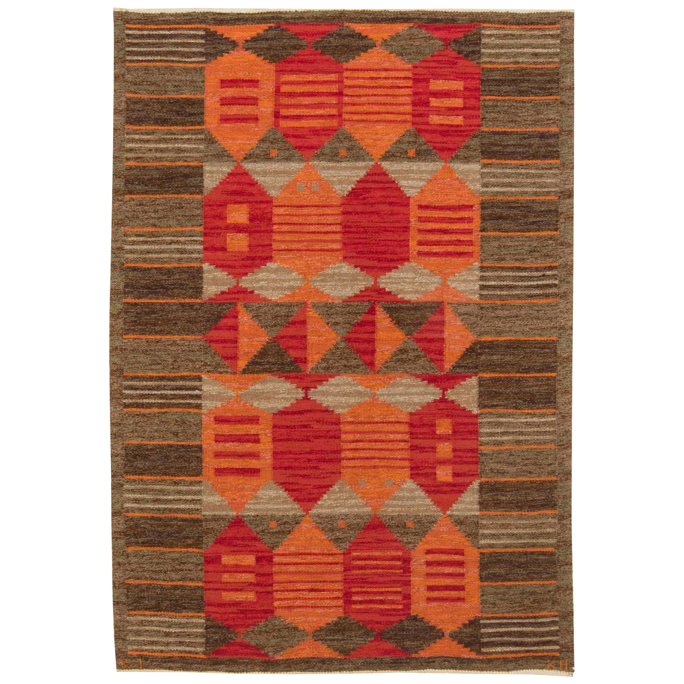 Doris Leslie Blau Midcentury Swedish Flat Woven Rug by Birgitta ...
