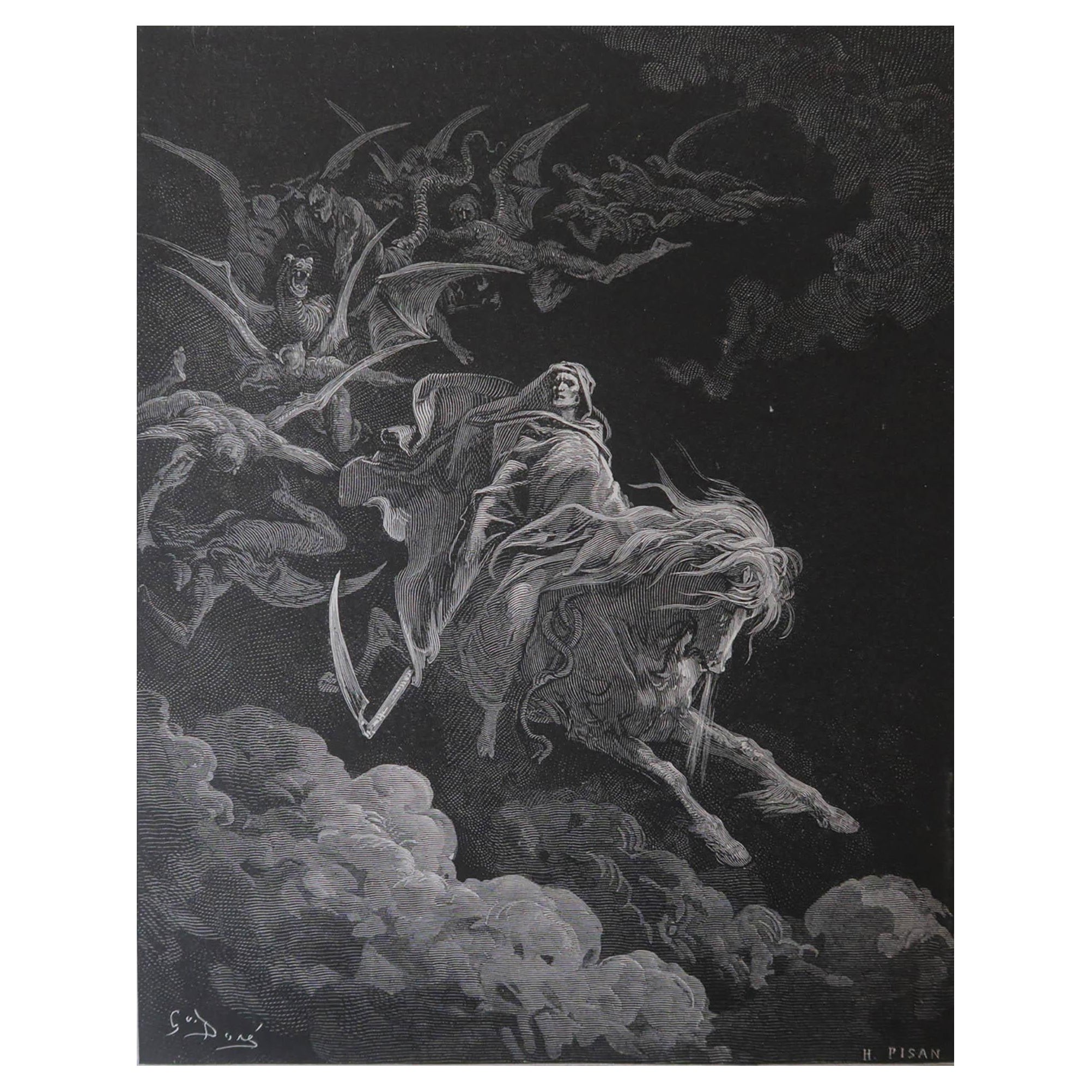 Large Original Antique Print By Gustave Doré, " The Giant Antaeus " For ...