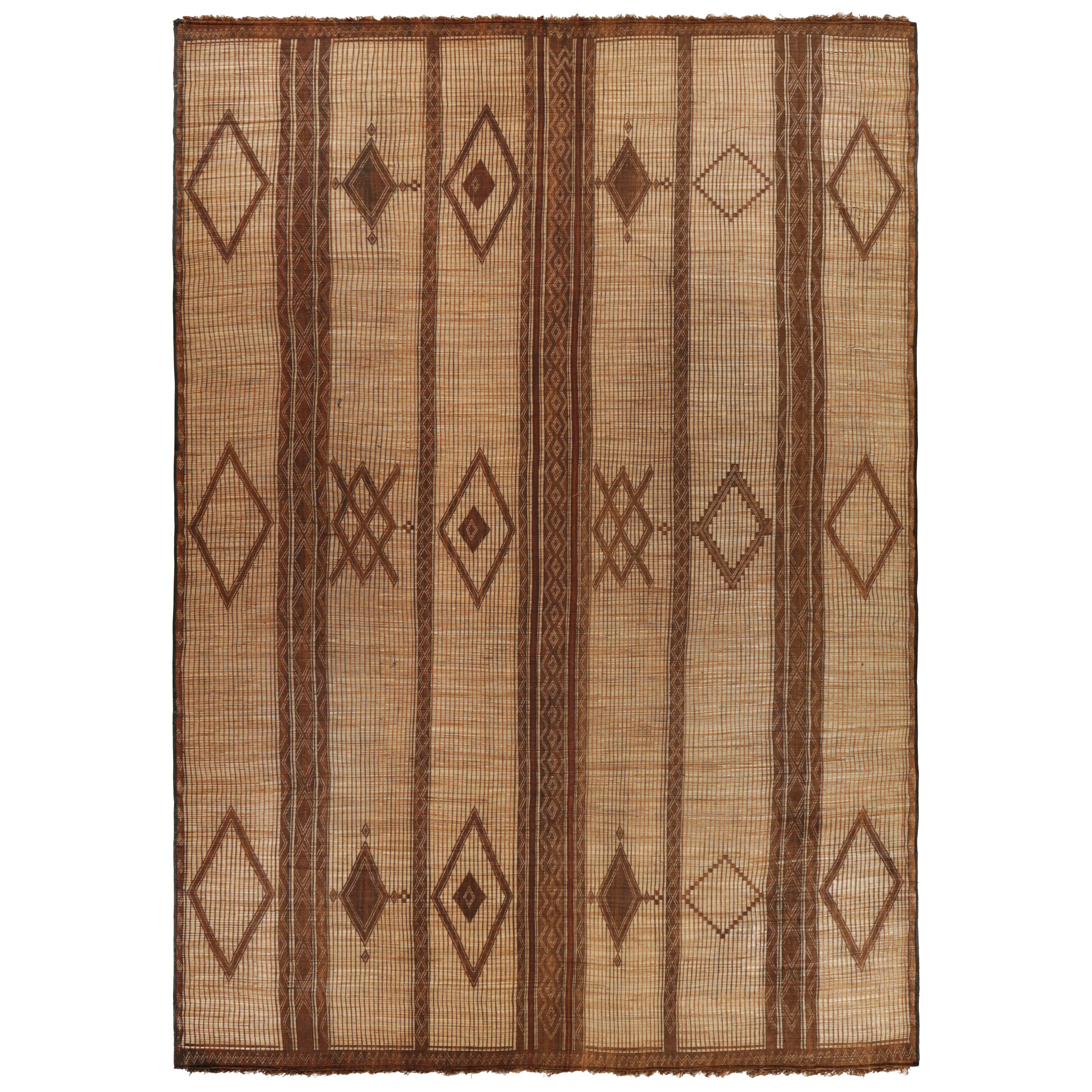Oversized Vintage Moroccan Tuareg Mat with Geometric Patterns, from Rug ...
