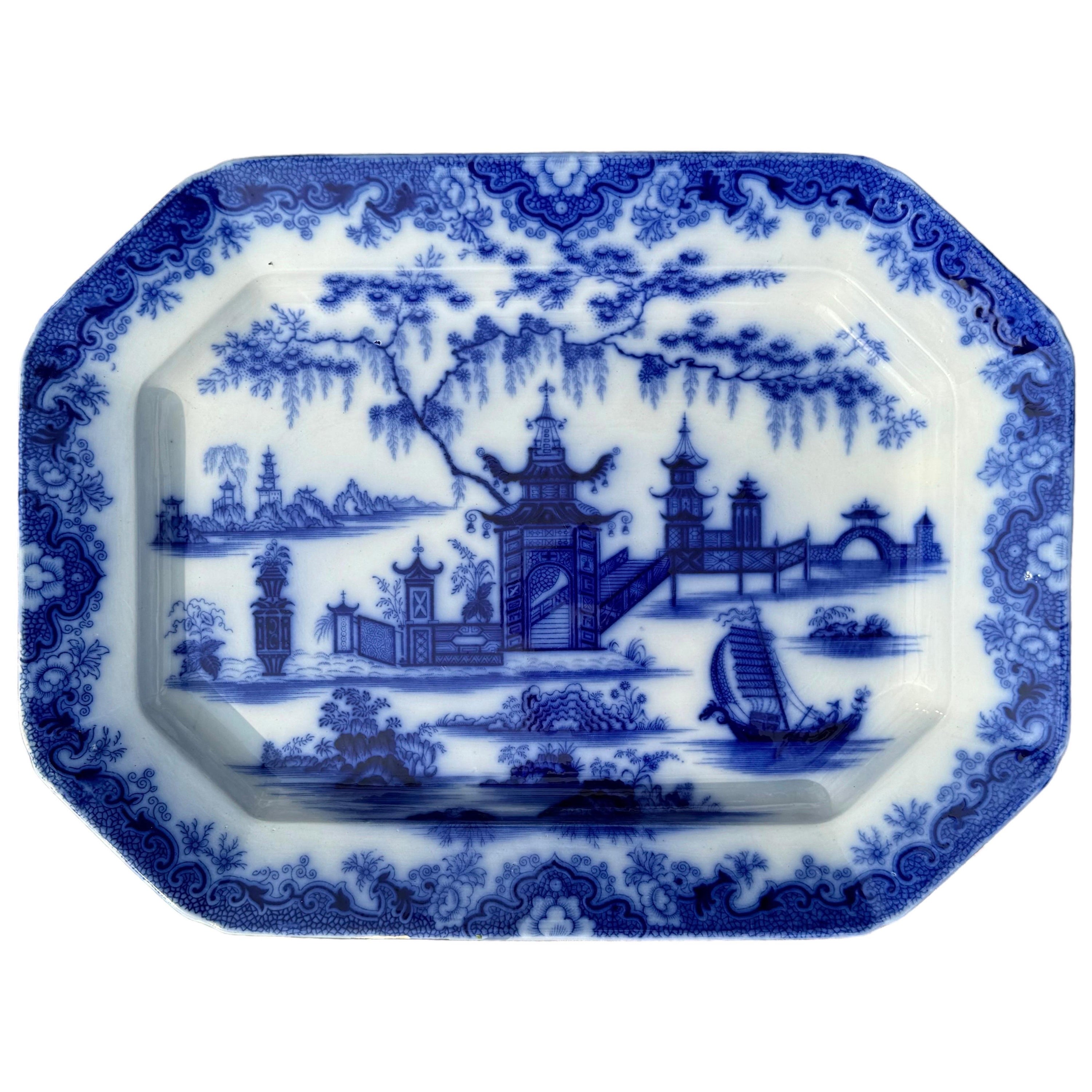 19th Century "Blue Willow" Platter For Sale at 1stDibs