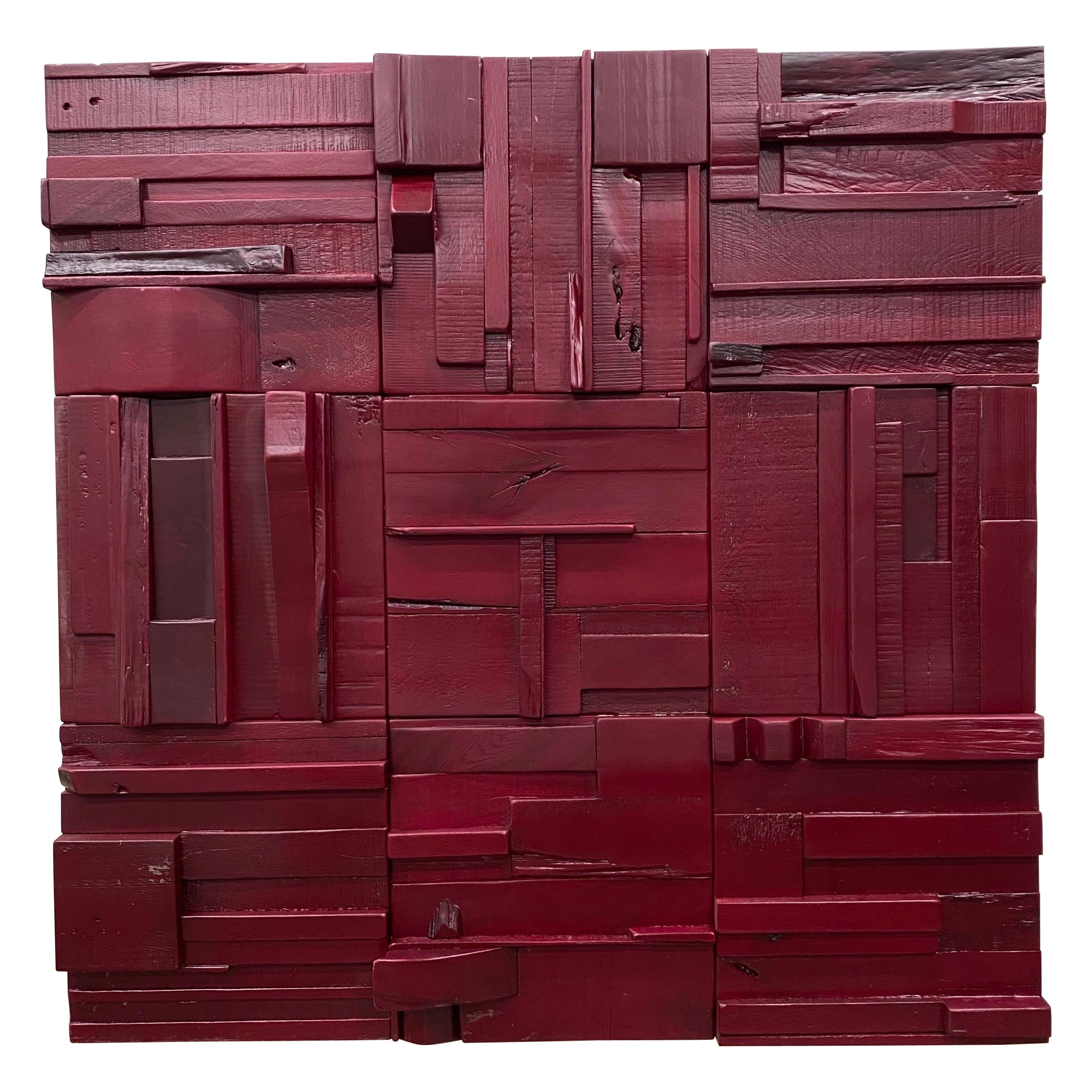 Beetroot Red Collage Artwork Panel 36x36” For Sale at 1stDibs