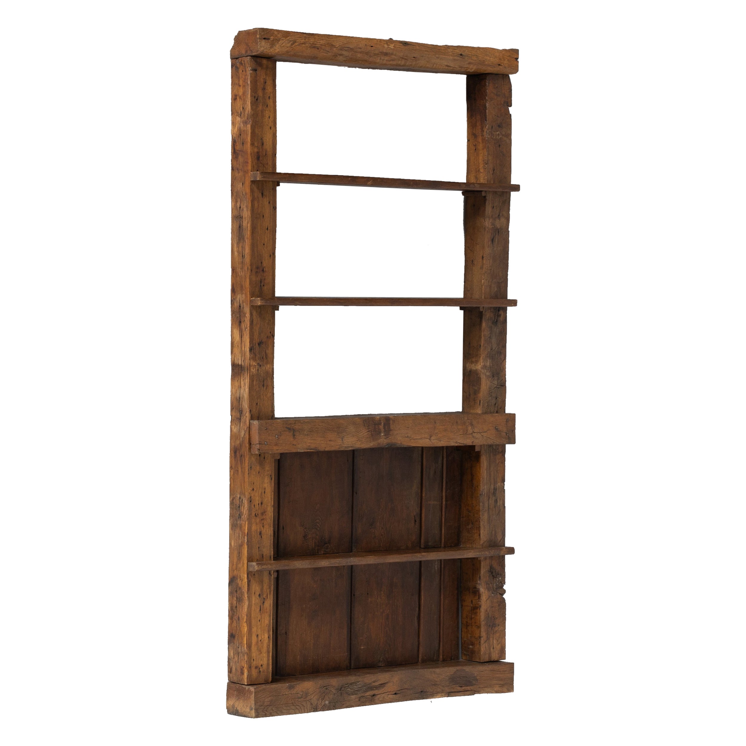 Rustic small green wooden wall unit with 2 shelves, France ca. 1880 For ...
