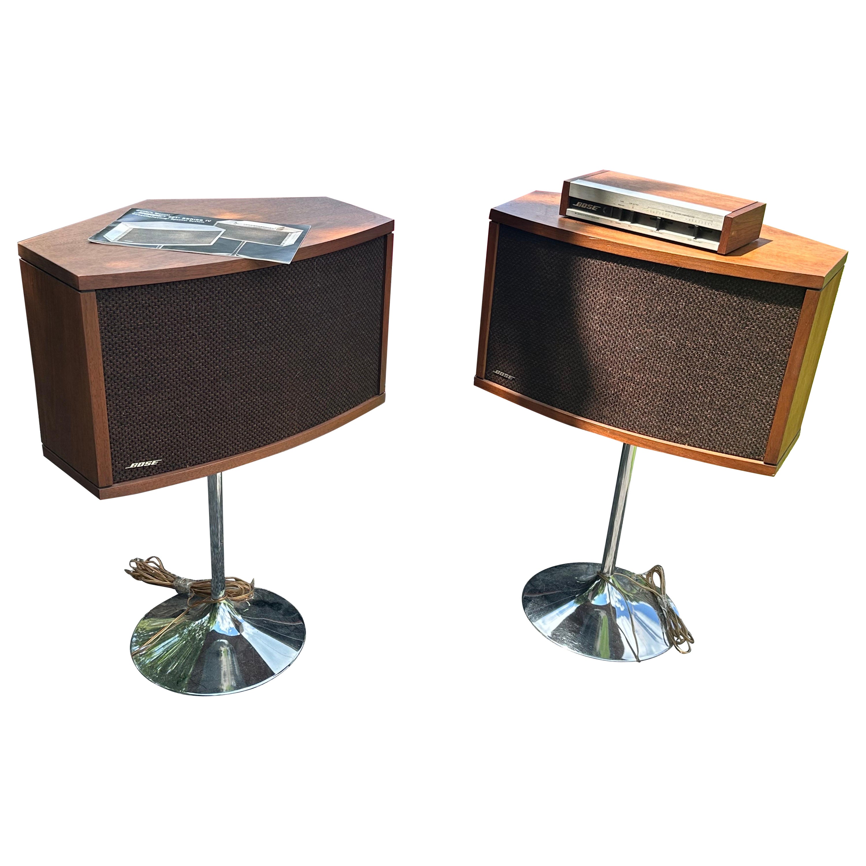 Rare Chrome Base Vintage Bose 901 Teak Speakers Knoll Style with ...