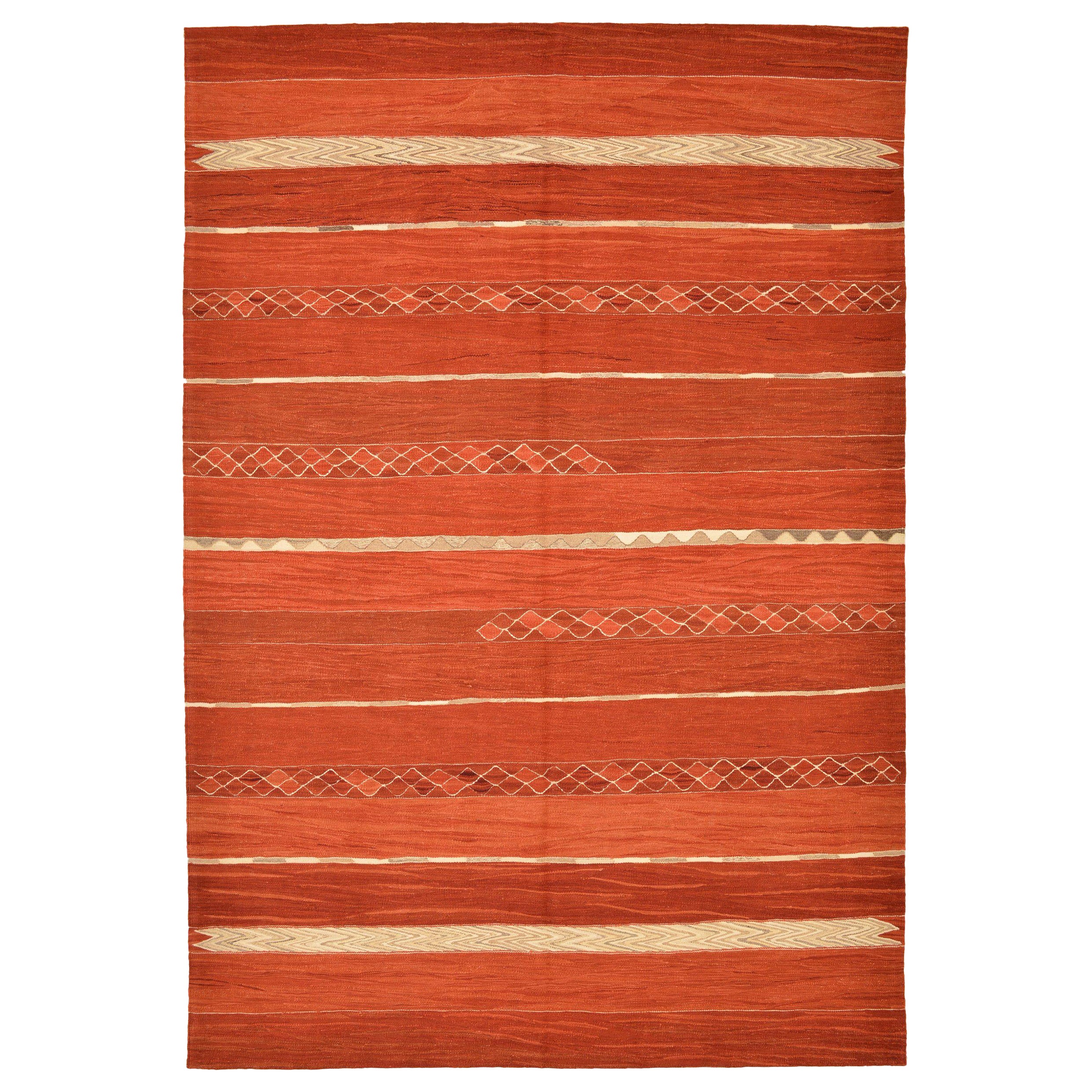 Anatolian Kelim in Rich Blue Hues, Handspun Yarn, Contemporary Design ...