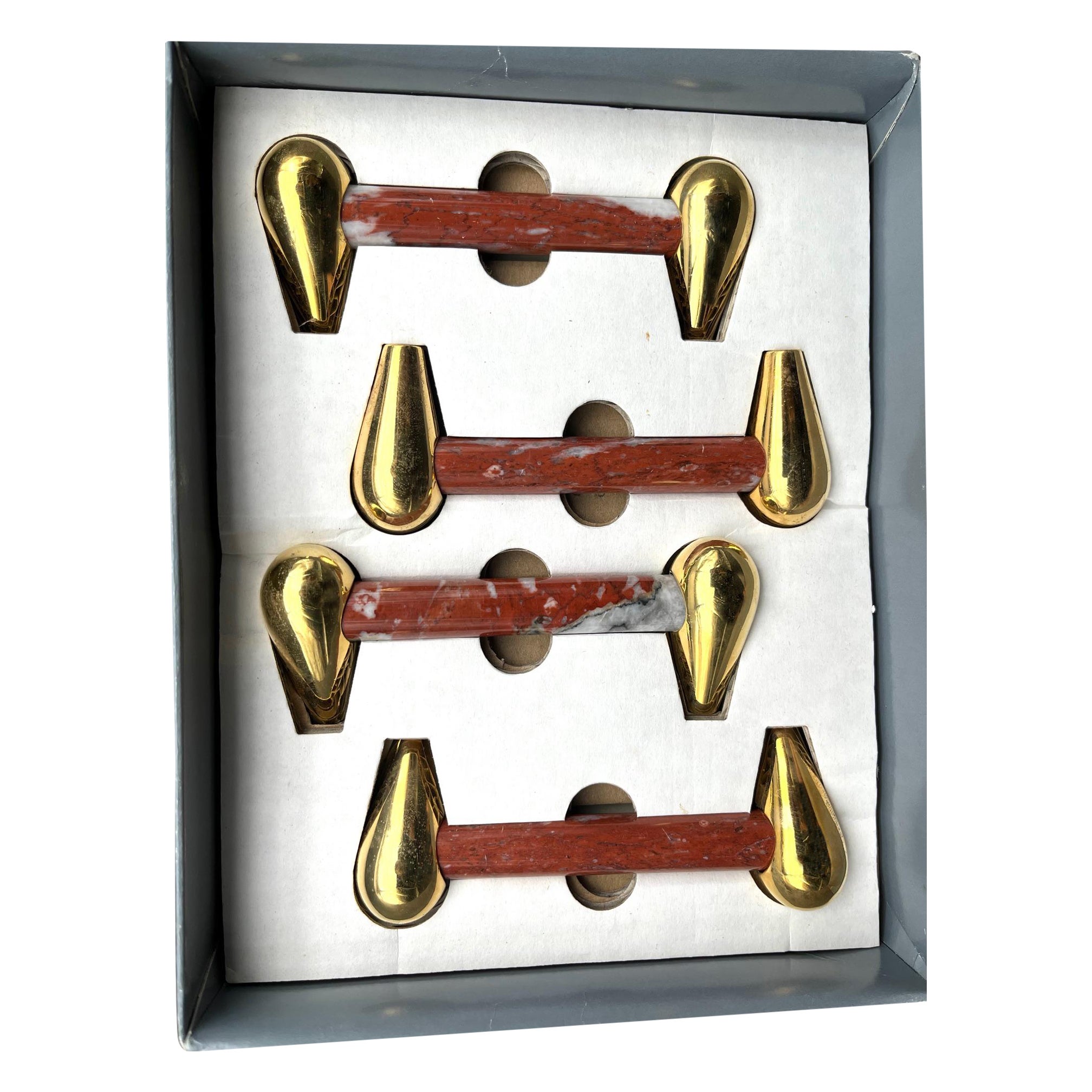 Group of 4 Handles in Carrara Marble and Brass 1960 production For Sale ...