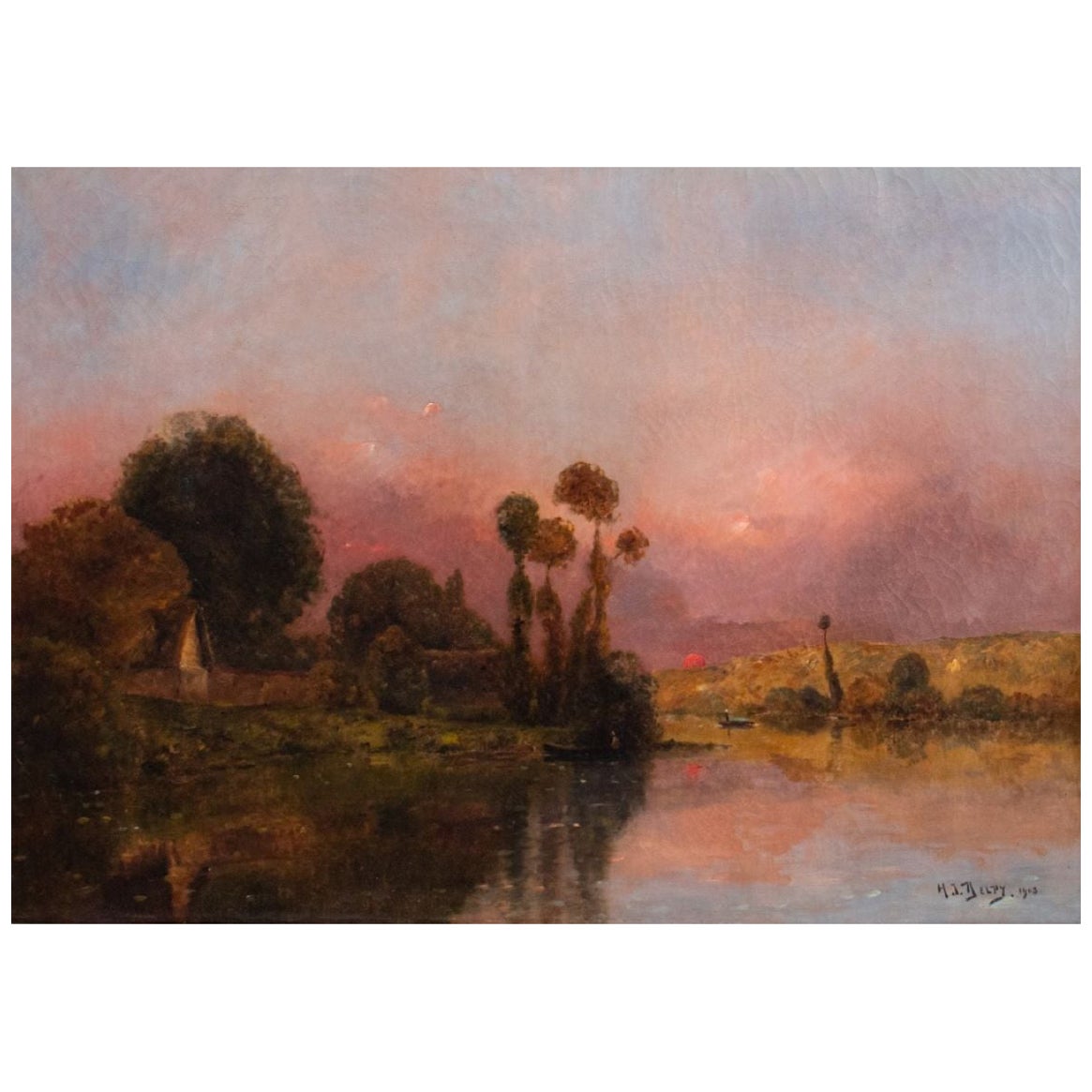 Jacques Henri Delpy Sunset Landscape Oil on Canvas For Sale at 1stDibs