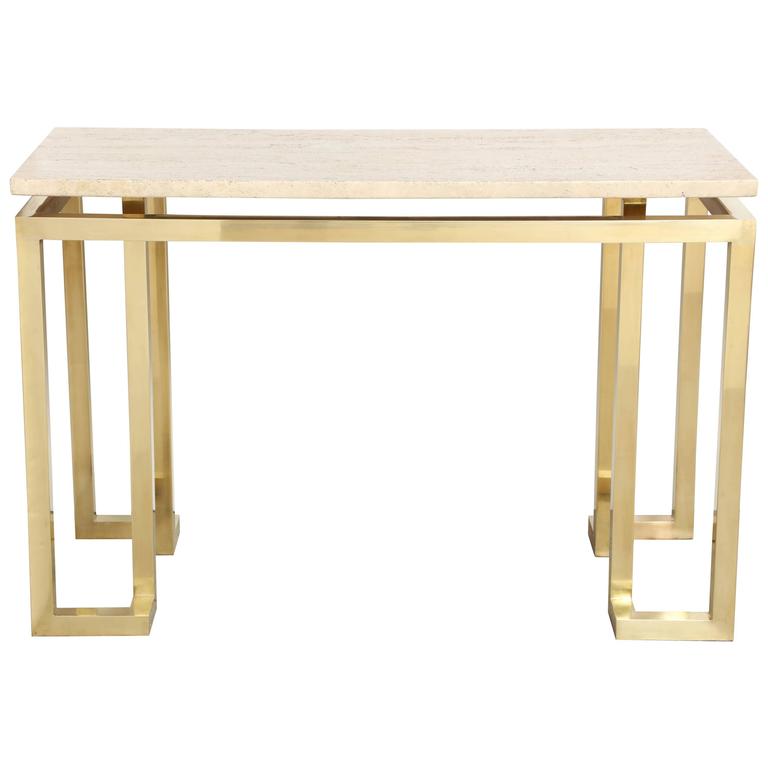 Bronze and Travertine Console Table by Luten Clarey Stern at 1stDibs