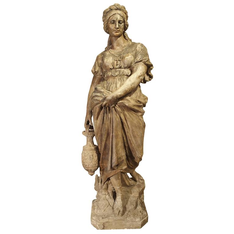 Lifesize Antique Terra Cotta Statue of a Woman at 1stDibs