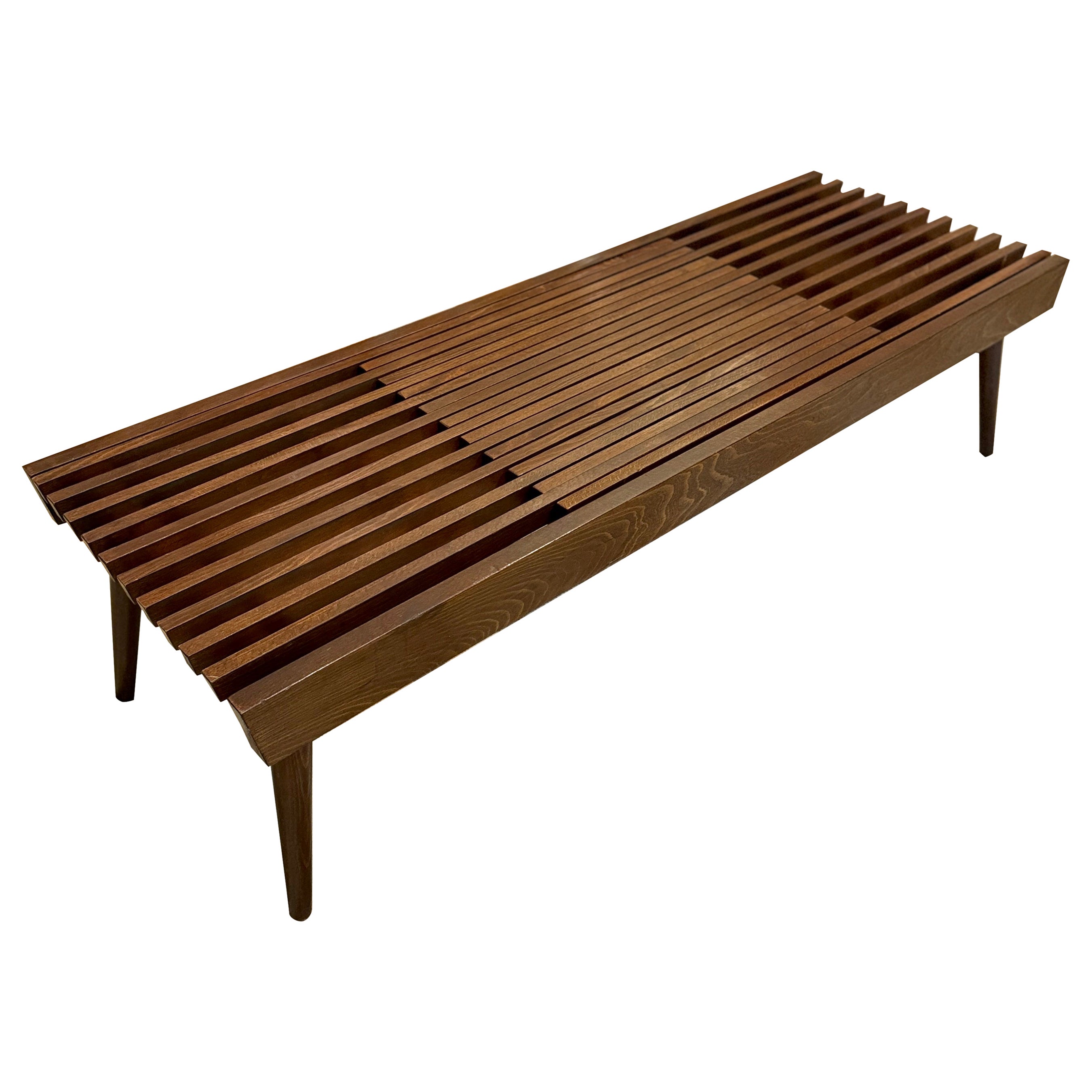 Mid century modern slatted coffee table with extending ends, circa ...