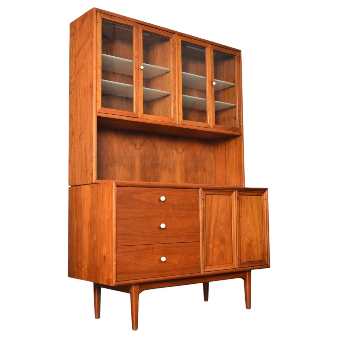 Kipp Stewart for Drexel Declaration Mid Century Walnut Buffet and Hutch ...