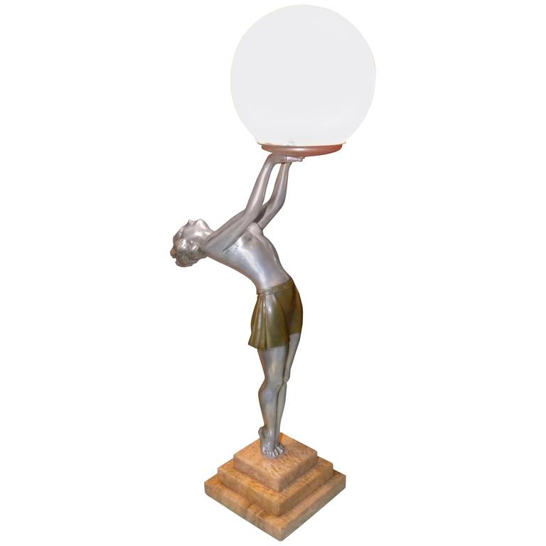 French Art Deco Statue Lamp by Balleste at 1stDibs