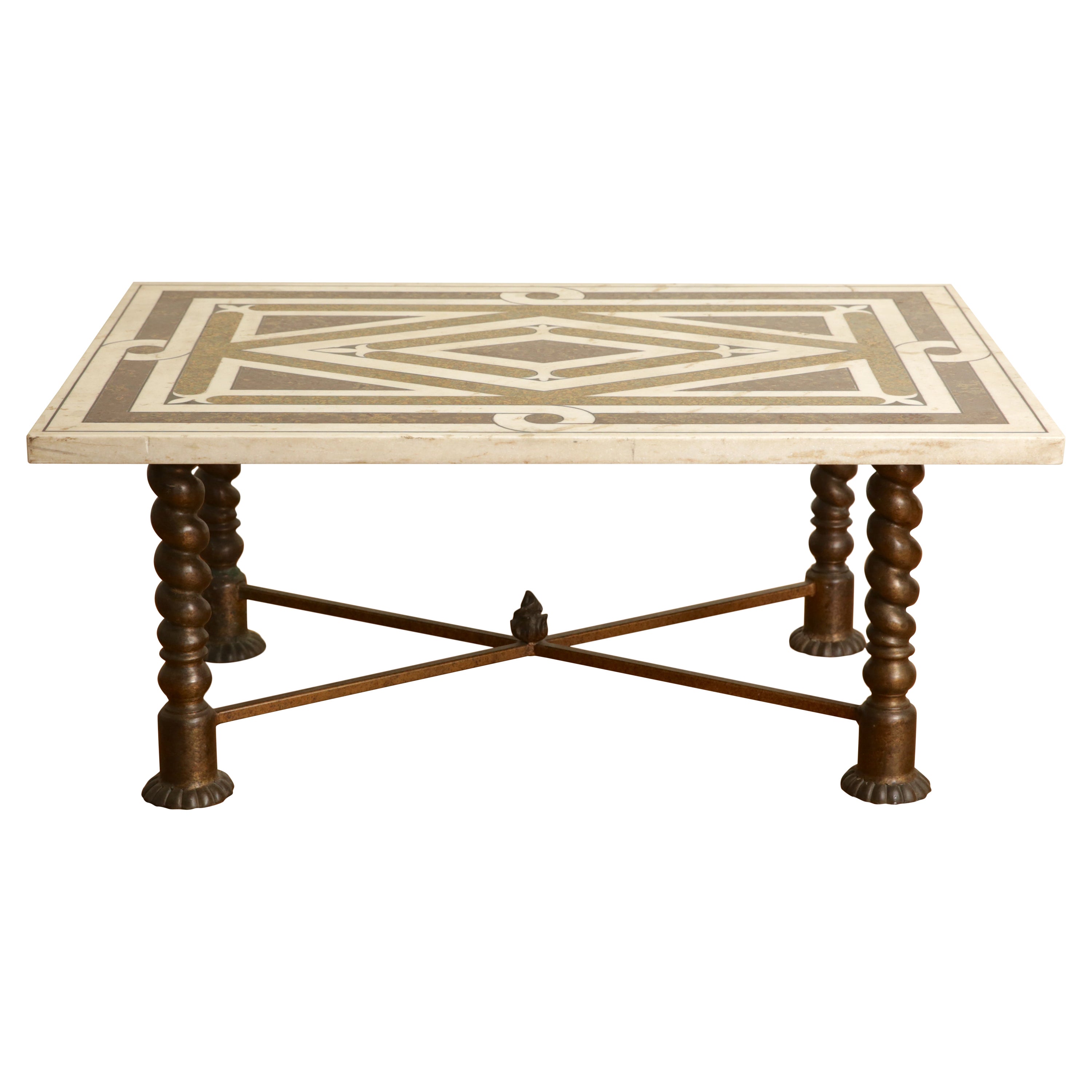 Continental Cast Brass and Marble Coffee Table, 2nd quarter 20th ...