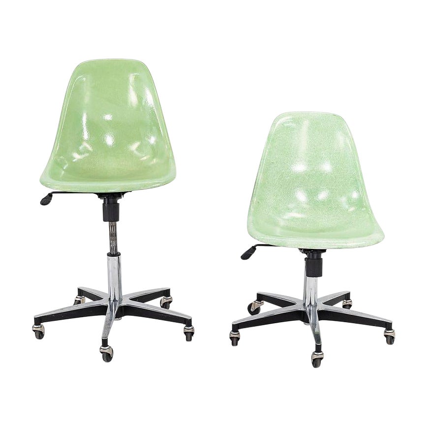 2010s Modernica Eames Fiberglass Side Shell Chairs with Rolling Office ...