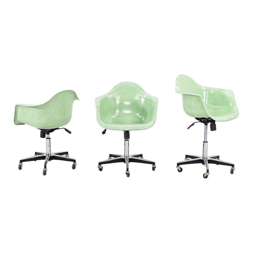 2010s Modernica Eames Fiberglass Side Shell Chairs with Rolling Office ...
