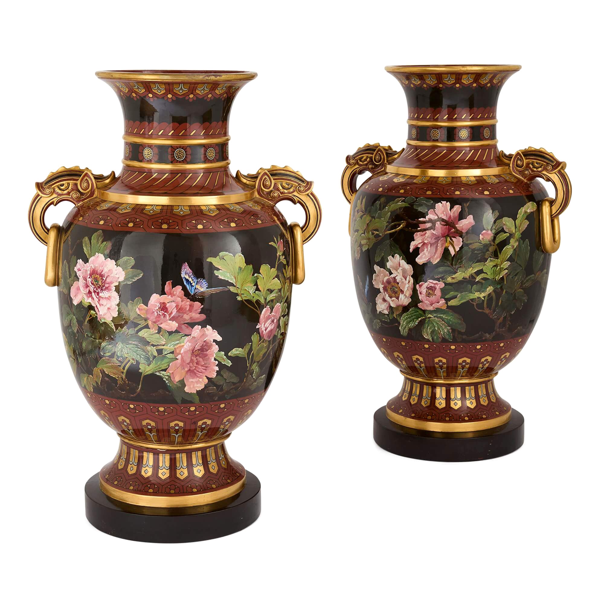 Gorgeous Pair of Minton Vases, circa 1880s, England at 1stDibs