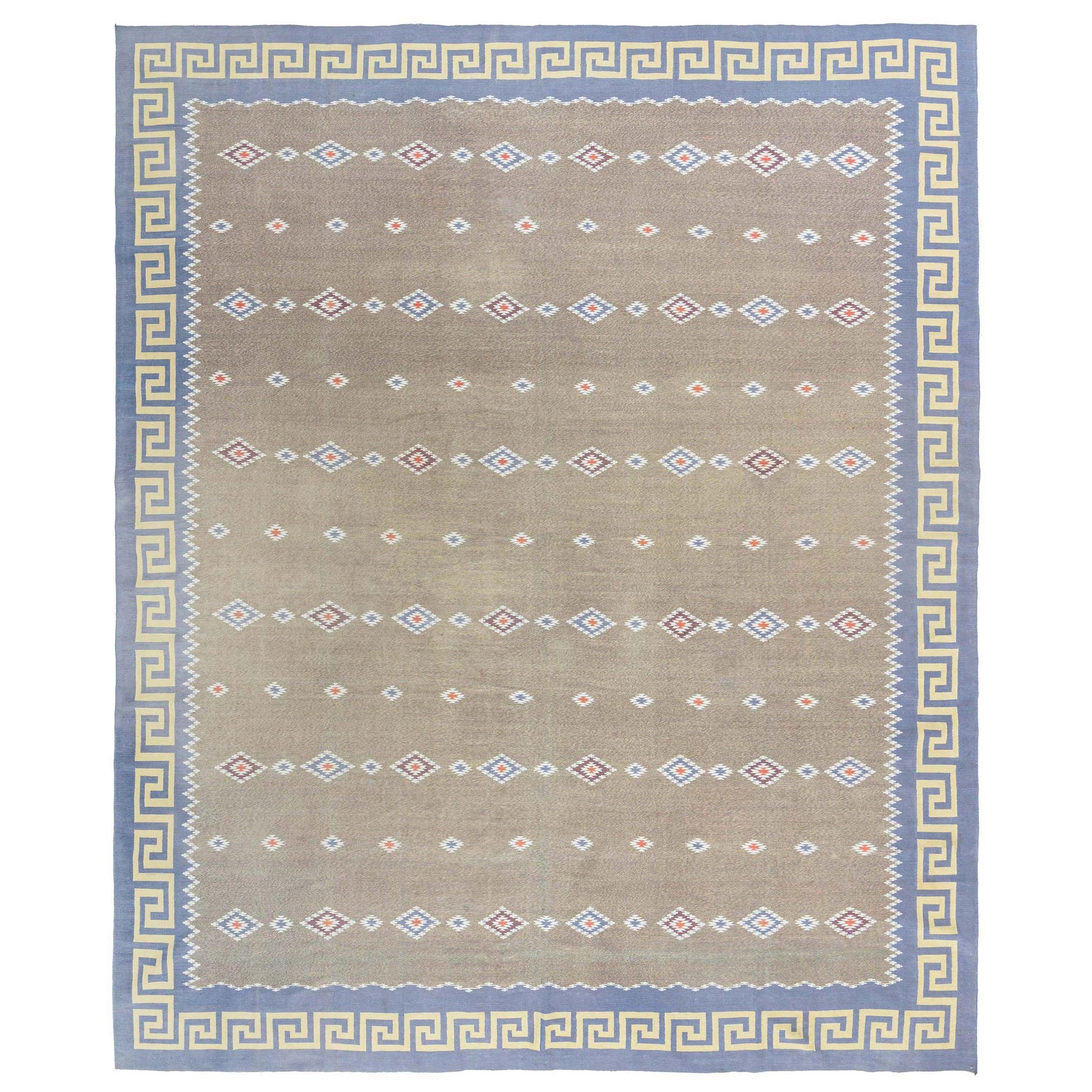 Vintage Indian Dhurrie Rug Doris Leslie Blau For Sale at 1stDibs