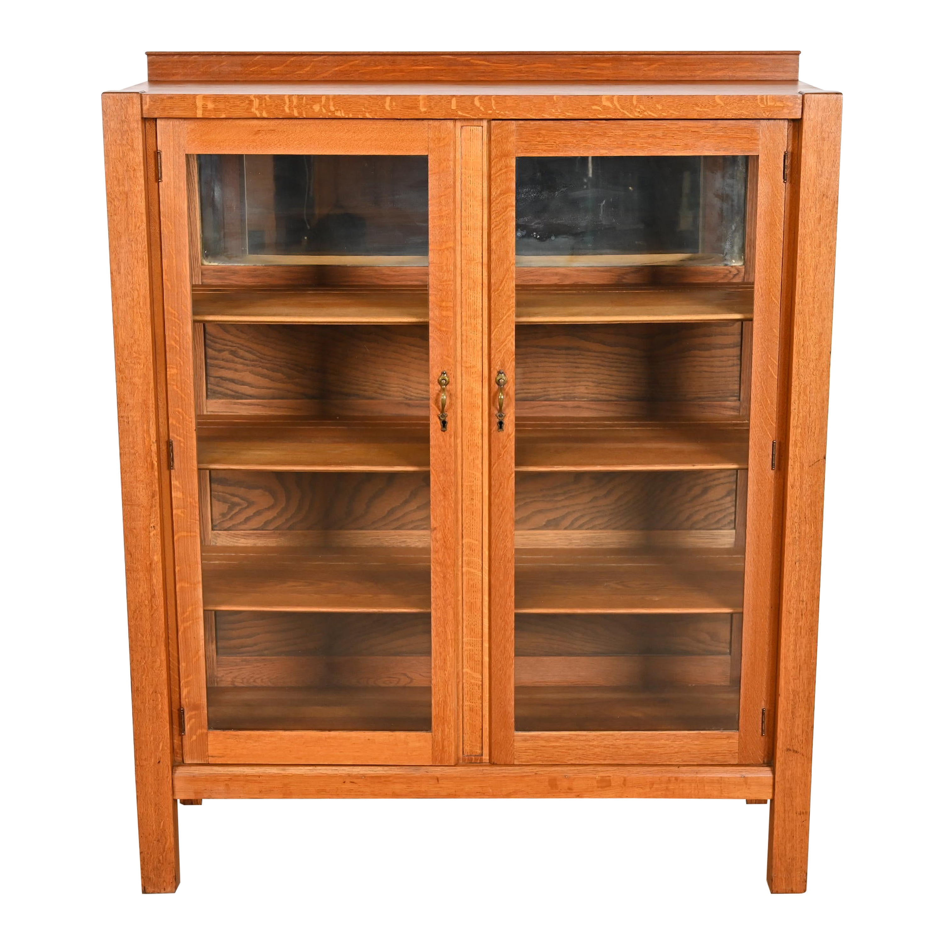 Stickley Brothers Style Antique Mission Oak Arts and Crafts Glass Front ...