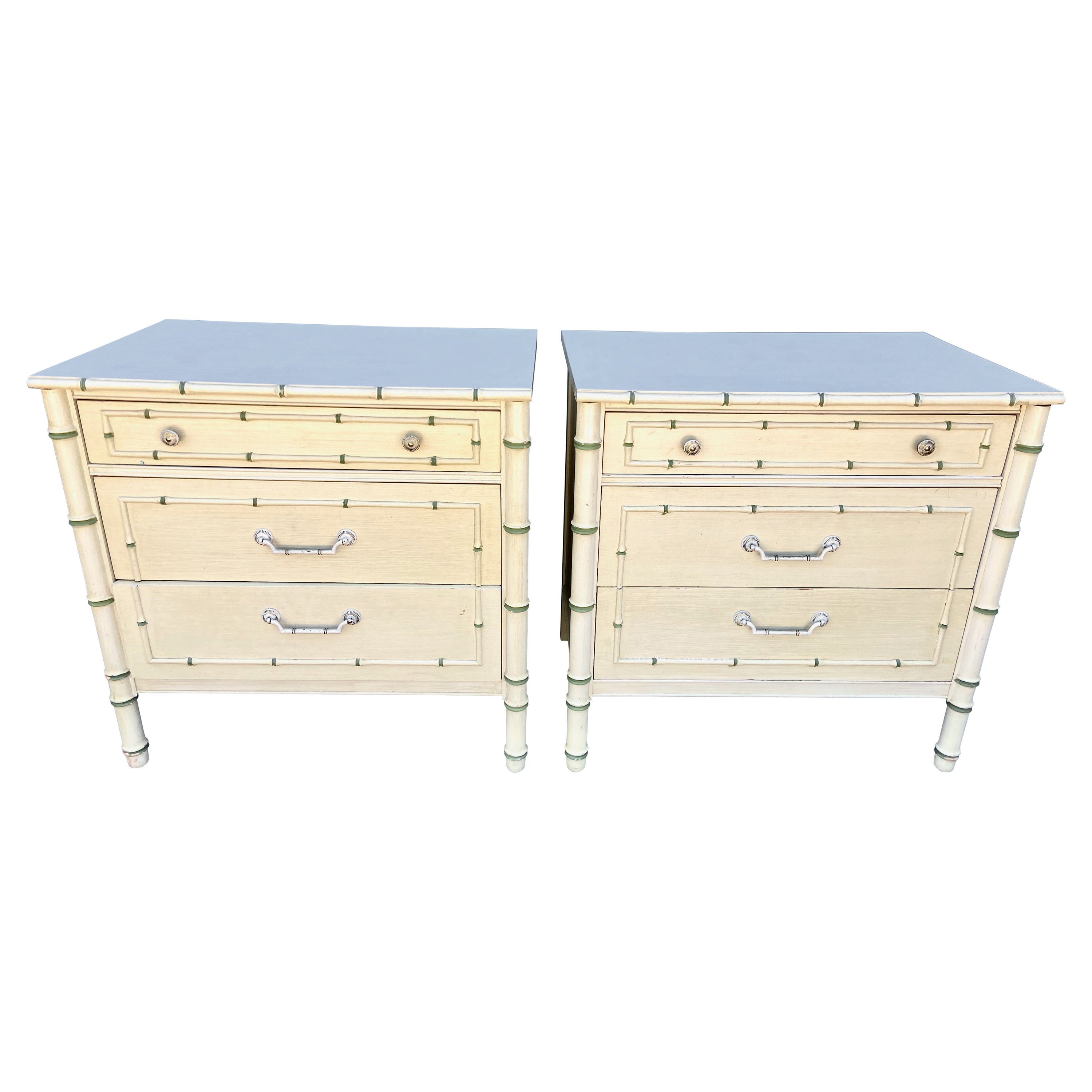Pair Thomasville "Allegro" Faux Bamboo Chests For Sale at 1stDibs