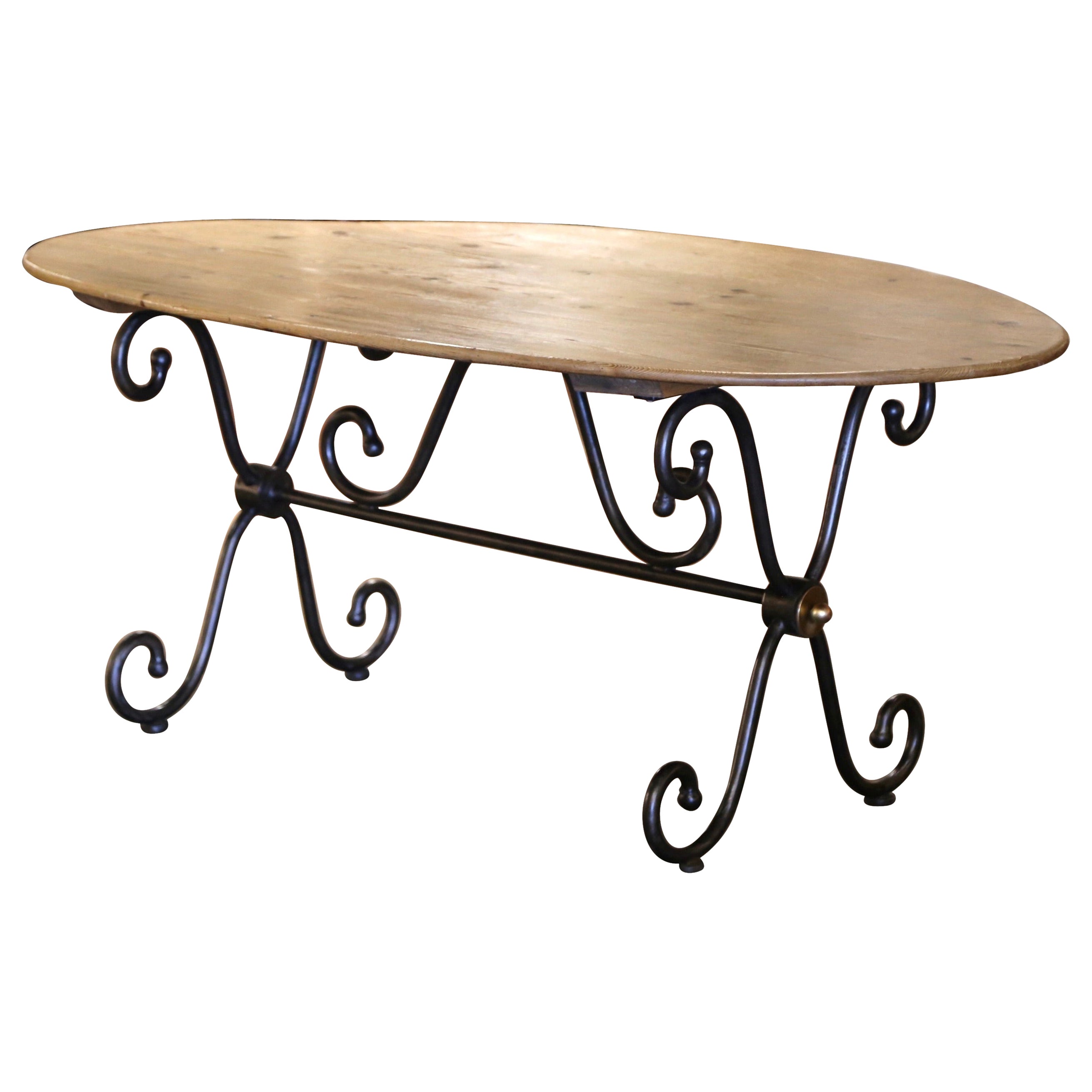 Vintage French Wrought Iron Base with Faux Stone Top Dining Table For ...