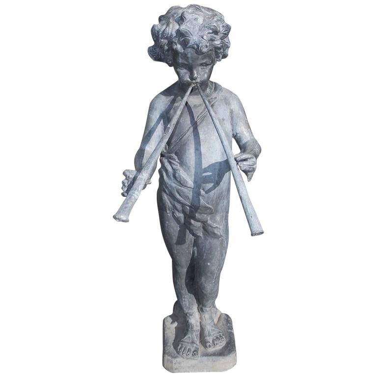 English Lead Figural Statue of Pan with Flutes, Circa 1880 at 1stDibs ...