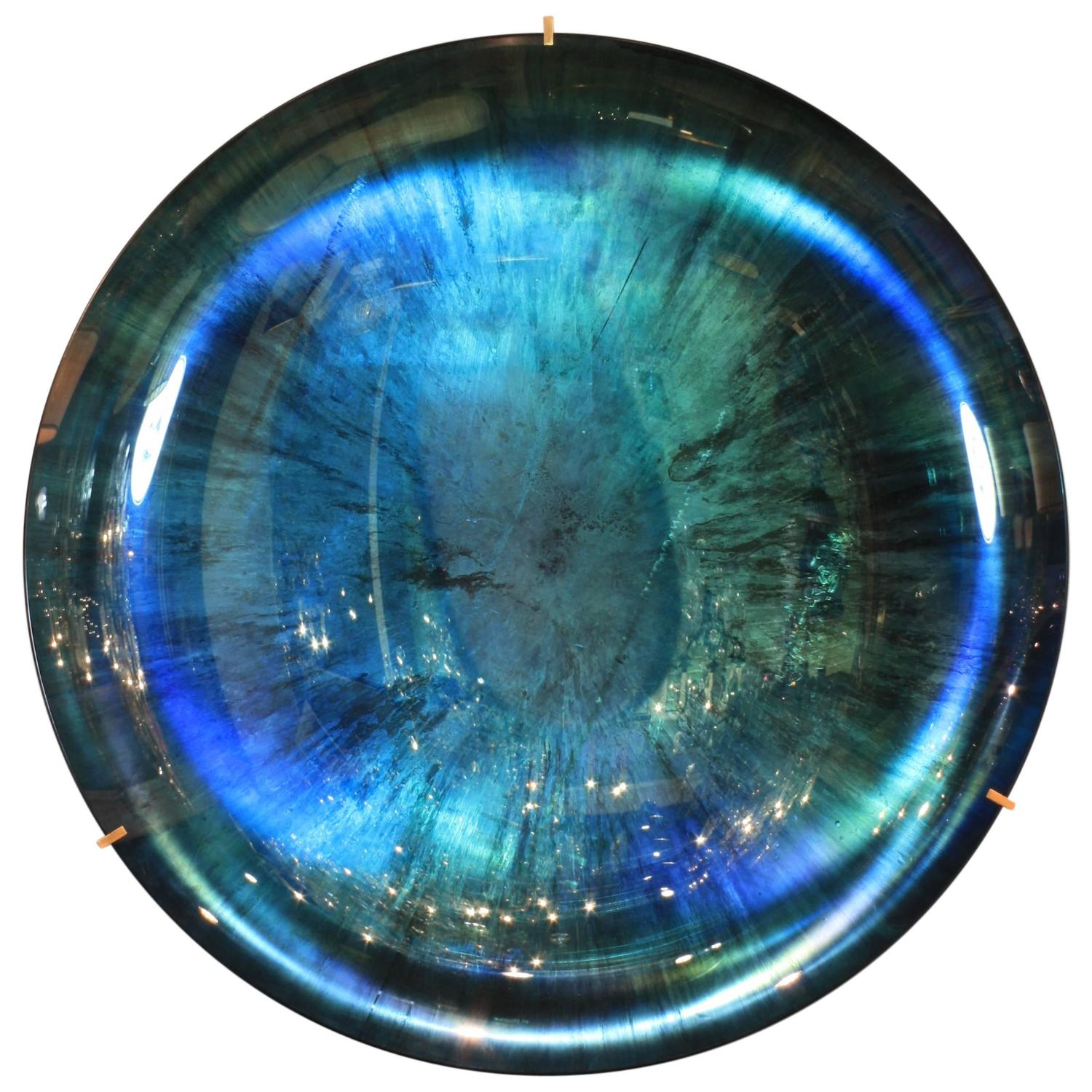 Stunning French Concave Art Glass Mirror with Brass Mount For Sale at ...