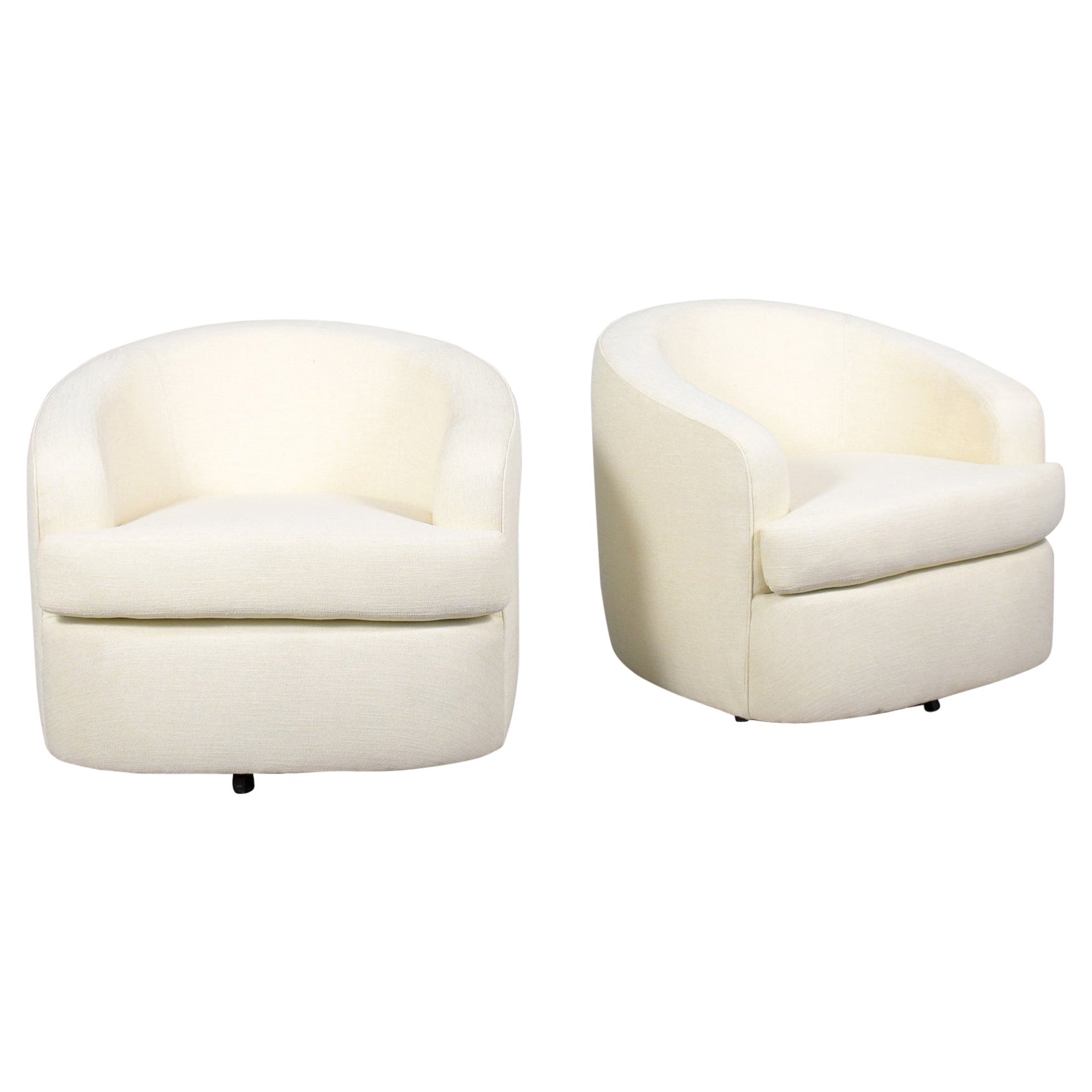 Restored Mid-Century Modern Swivel Chairs with Ivory Upholstery For ...