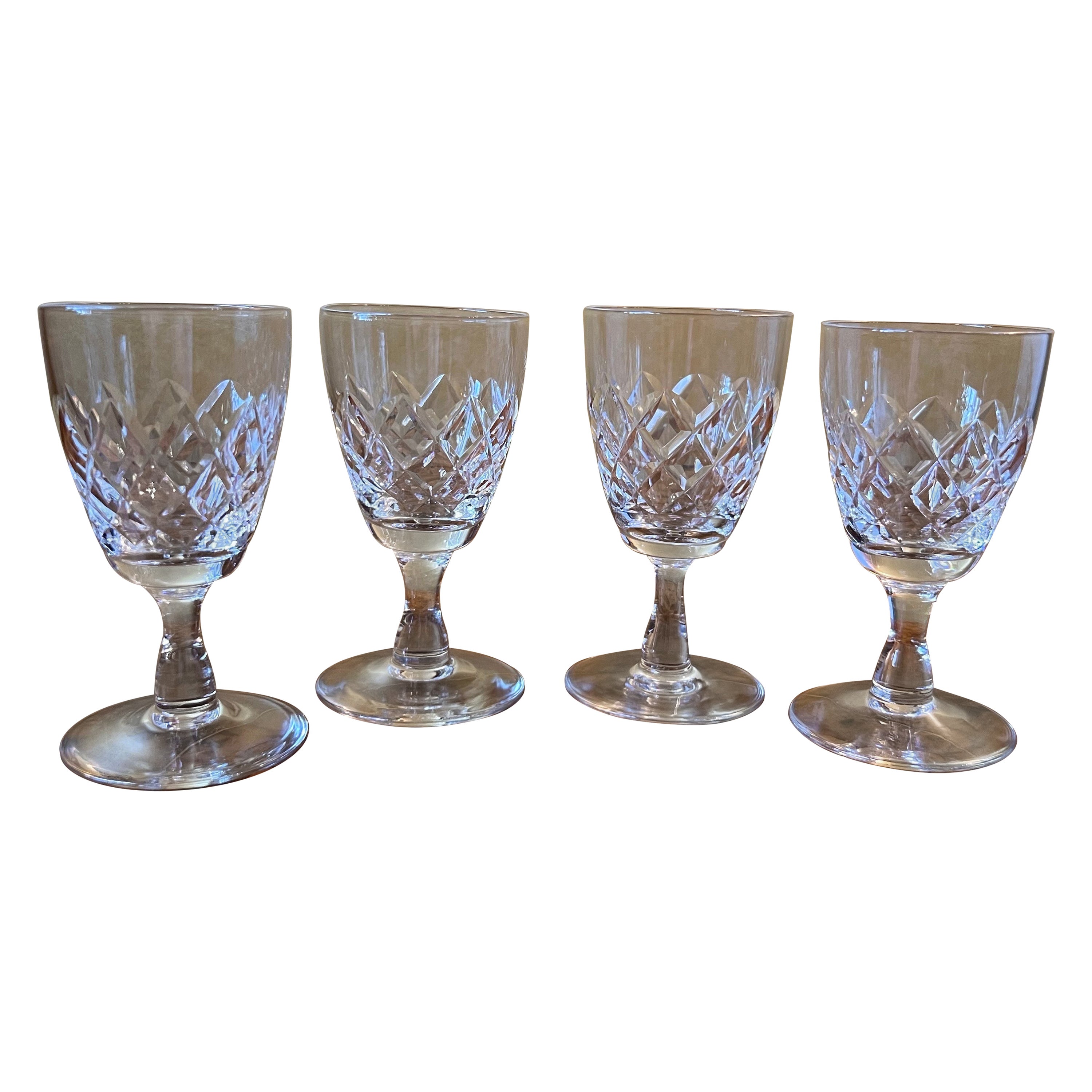 Vintage Webb Corbett Crystal Sherry Glasses Set Of Four For Sale at 1stDibs
