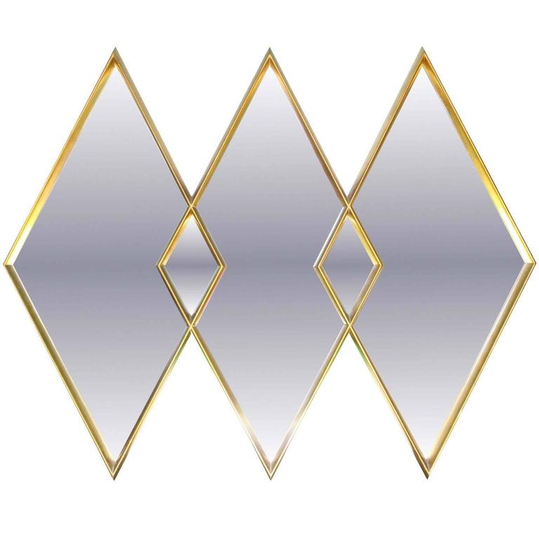 LaBarge Gilded Diamond Trio Wall Mirror For Sale at 1stdibs