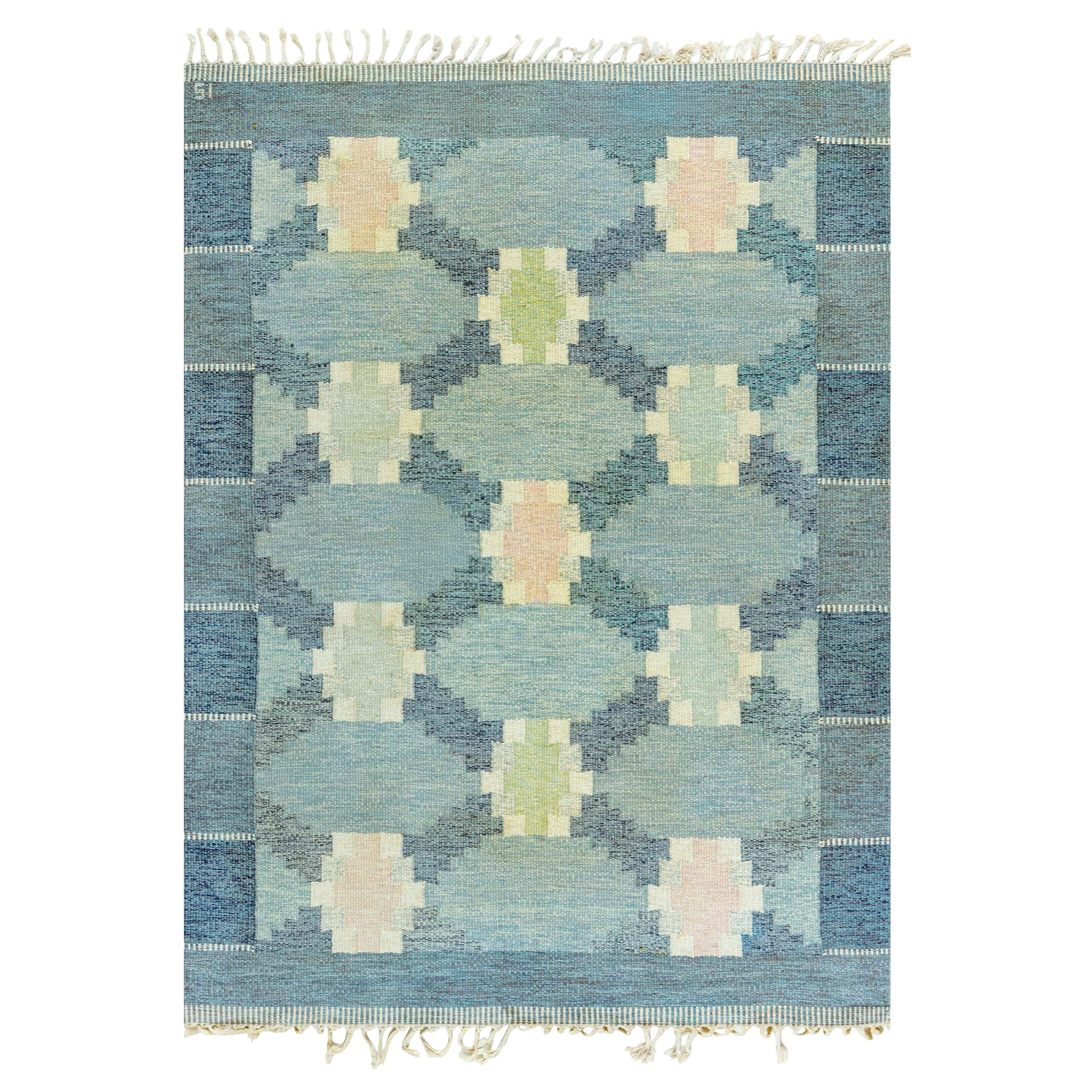 Doris Leslie Blau Vintage Swedish Flat Woven by Ingegerd Silow For Sale ...