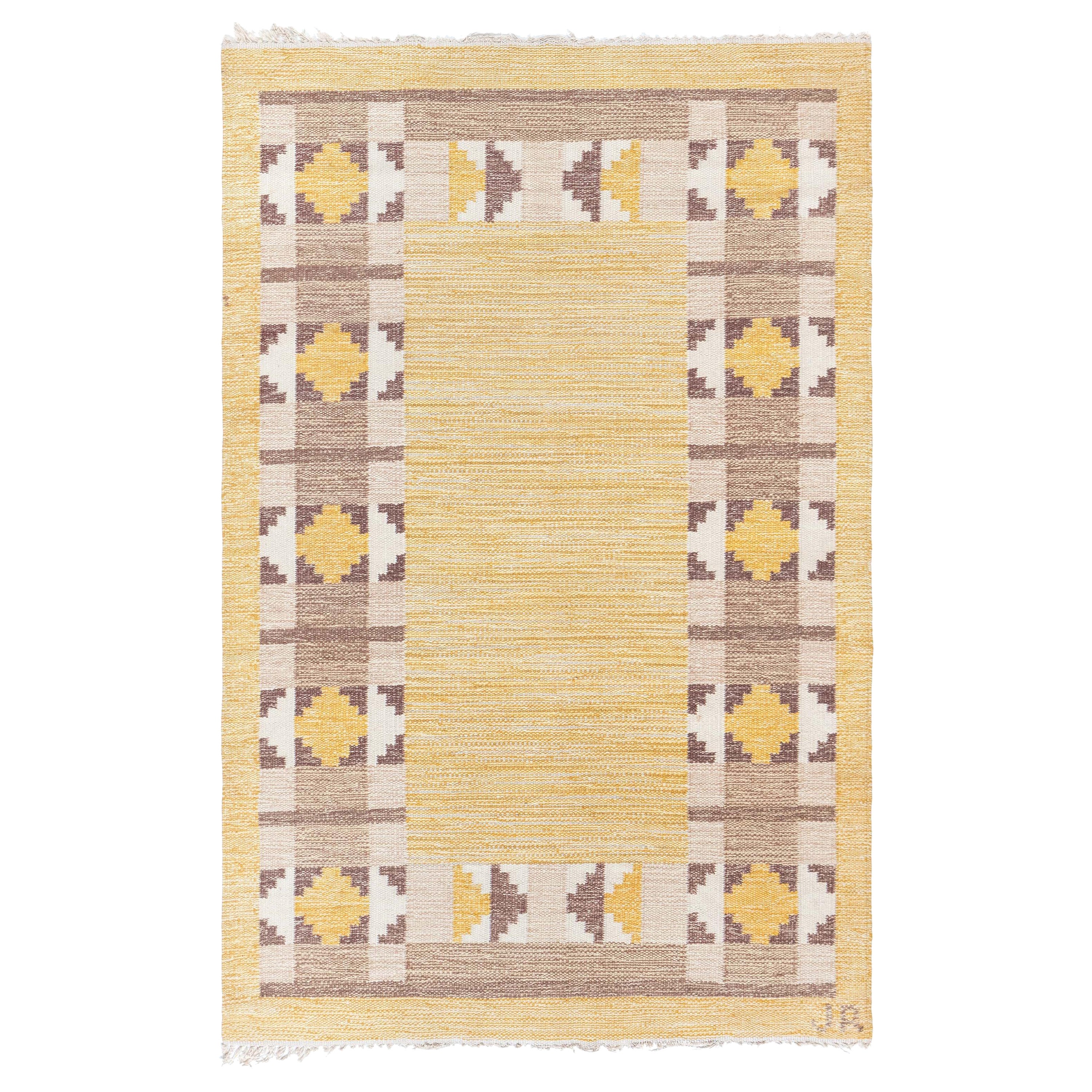 Doris Leslie Blau Vintage Swedish Flat Woven Rug Signed With Initials ...