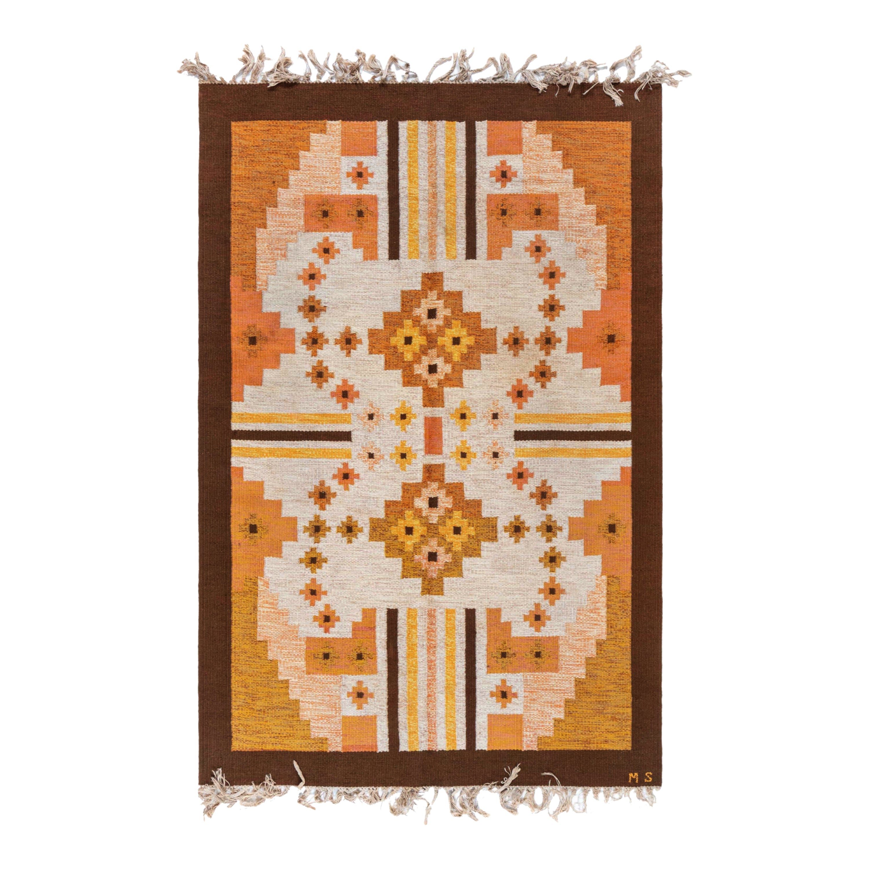 Doris Leslie Blau Midcentury Swedish Pink Geometric Rug by Agda ...