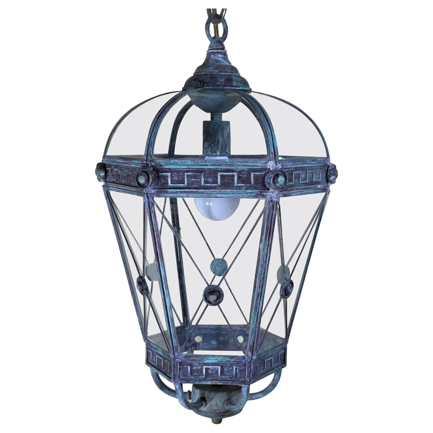 Single Vintage Six Sides Hanging Lantern / Pendent For Sale at 1stDibs