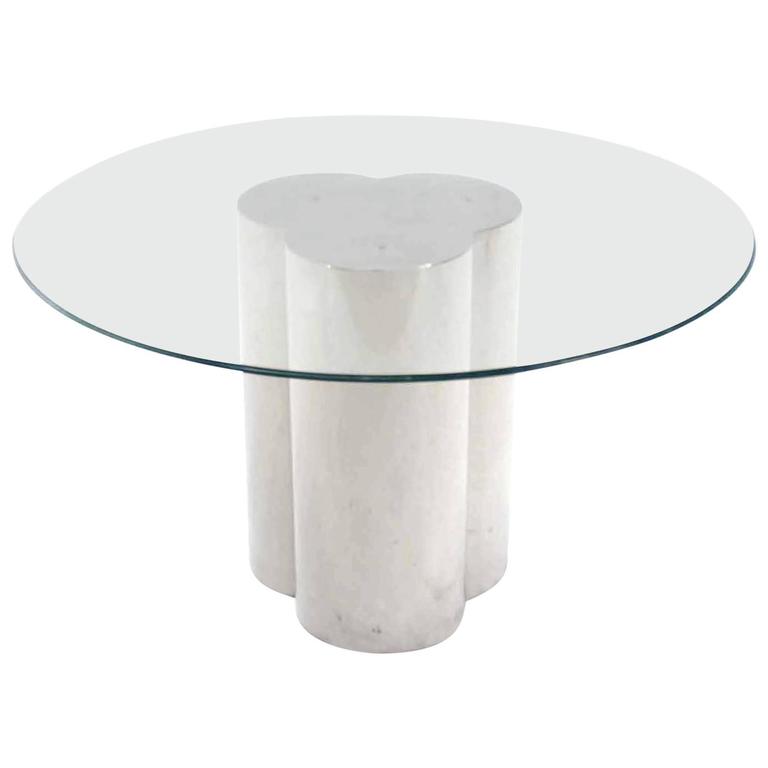 Pace Collection 48" Round Glass Top Center Dining Table on Chrome Base ...