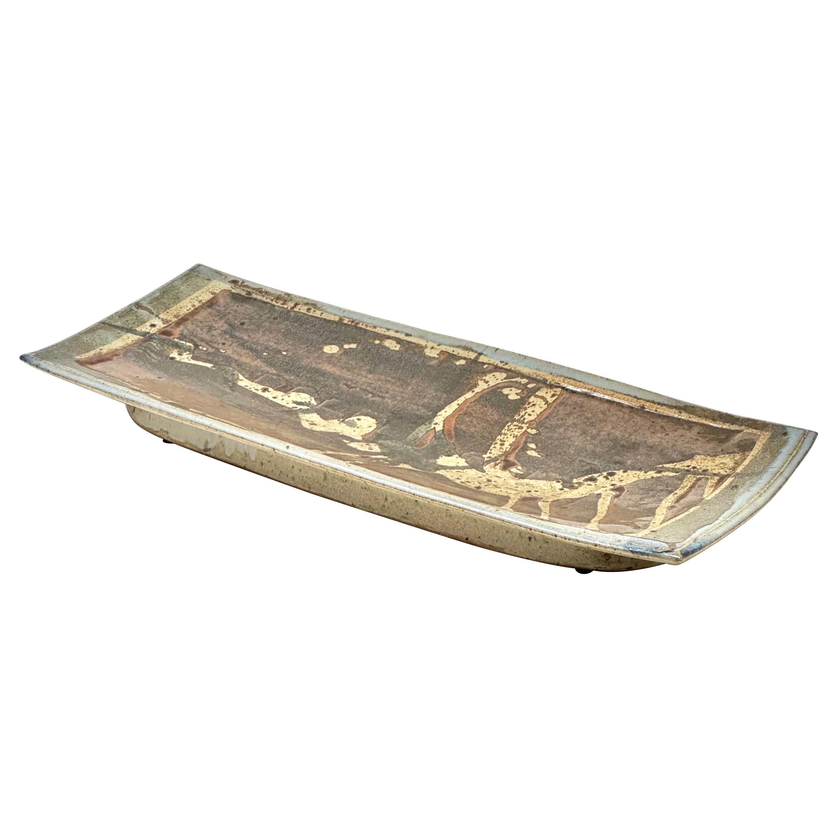 Eric Norstad Mid-Century Painted Slab Pottery Platter, Signed For Sale ...