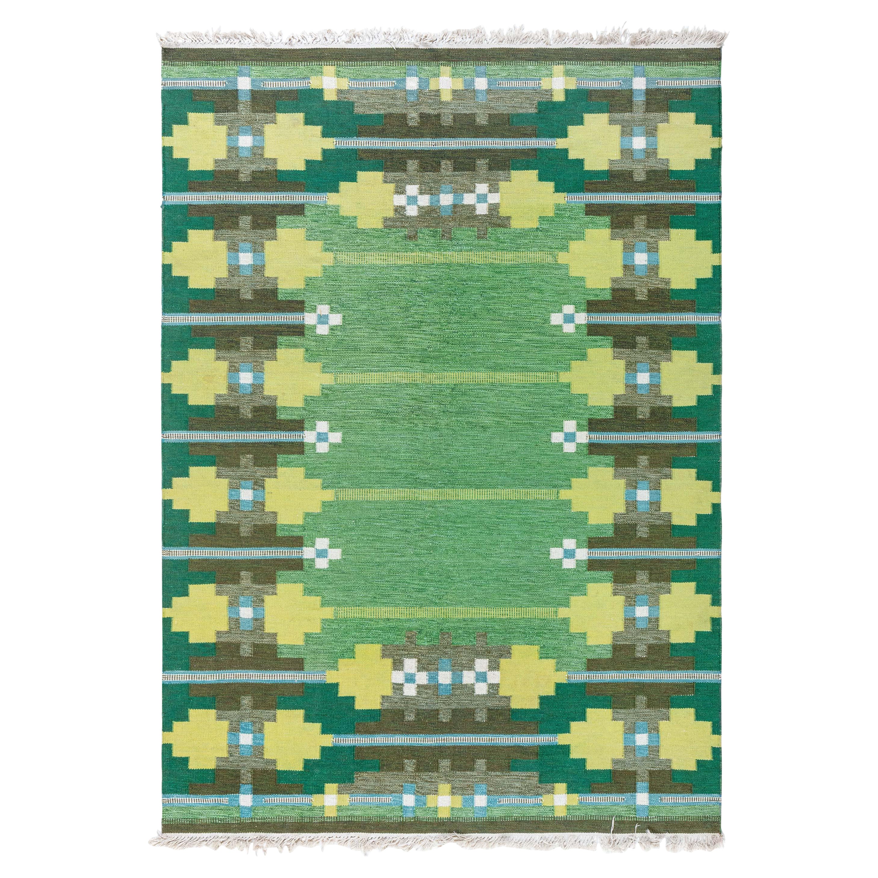 Doris Leslie Blau Vintage Swedish Flat Woven Rug For Sale at 1stDibs