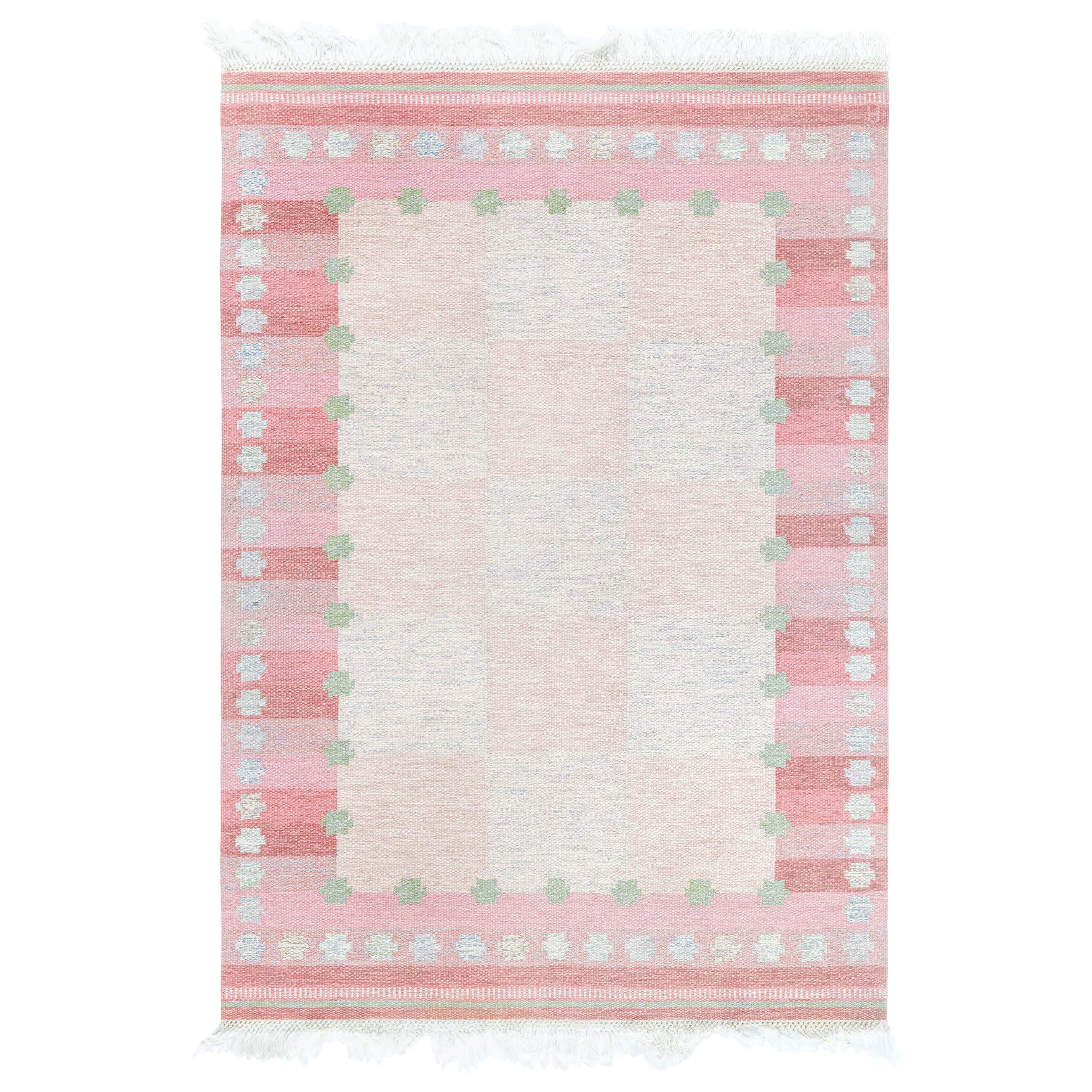 Doris Leslie Blau Midcentury Swedish Pink Geometric Rug by Agda ...