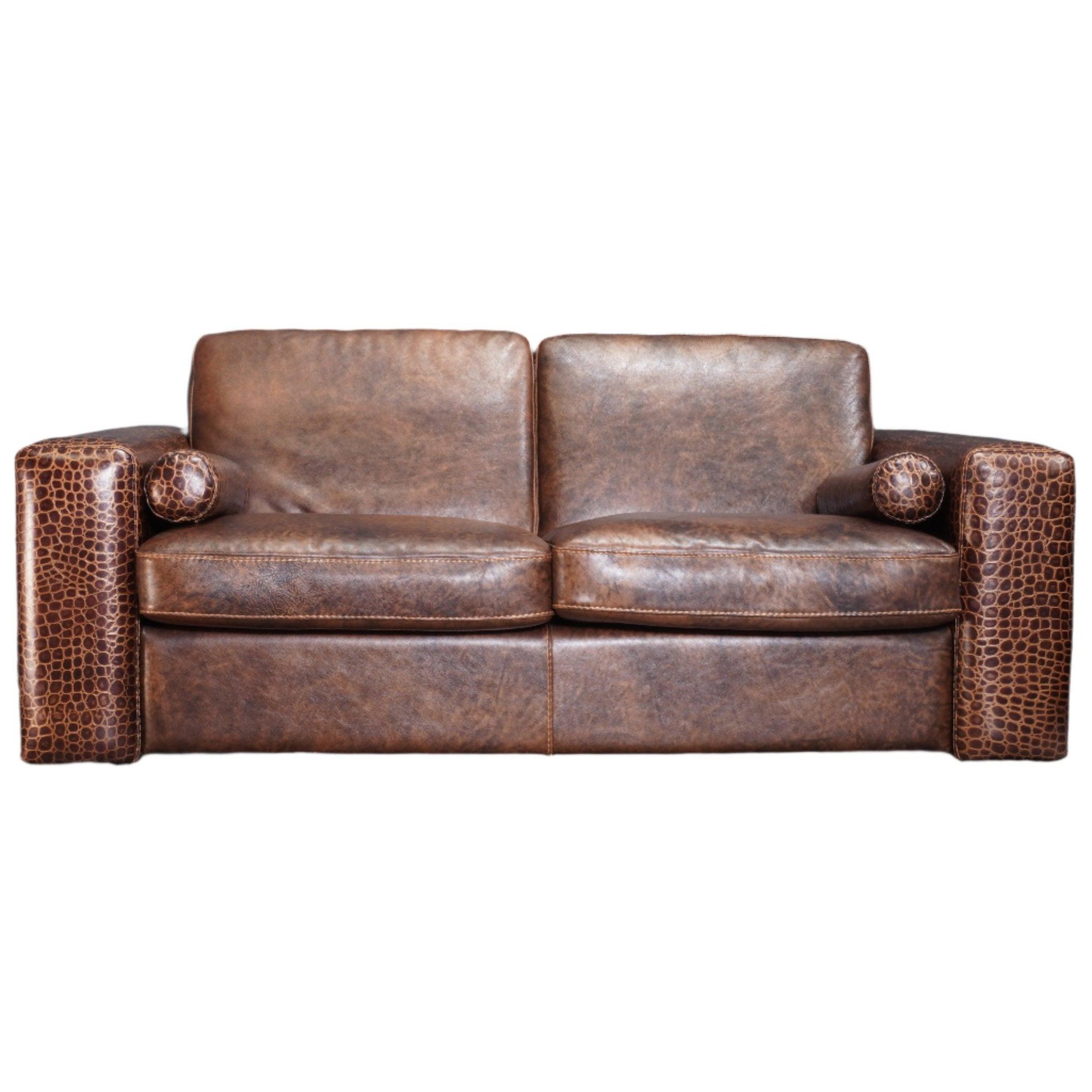 Gamma Arredamenti Crocodile Leather 2 Seater Kelly Sofa For Sale at 1stDibs