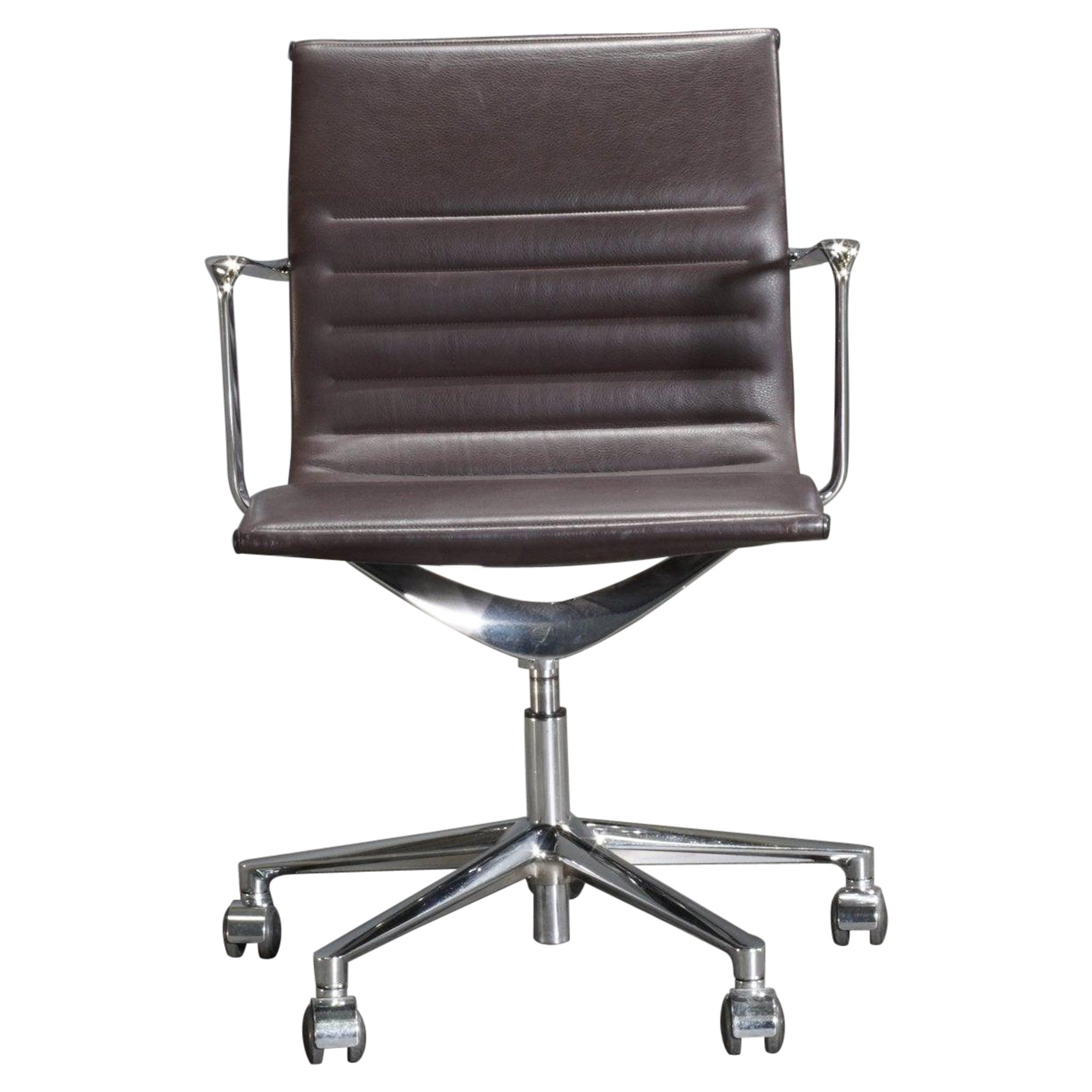 ICF Brown Leather and Aluminium Una Office Chair For Sale at 1stDibs