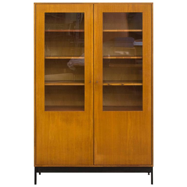 Mid-Century Science Storage Cabinet with Black Metal Base at 1stDibs