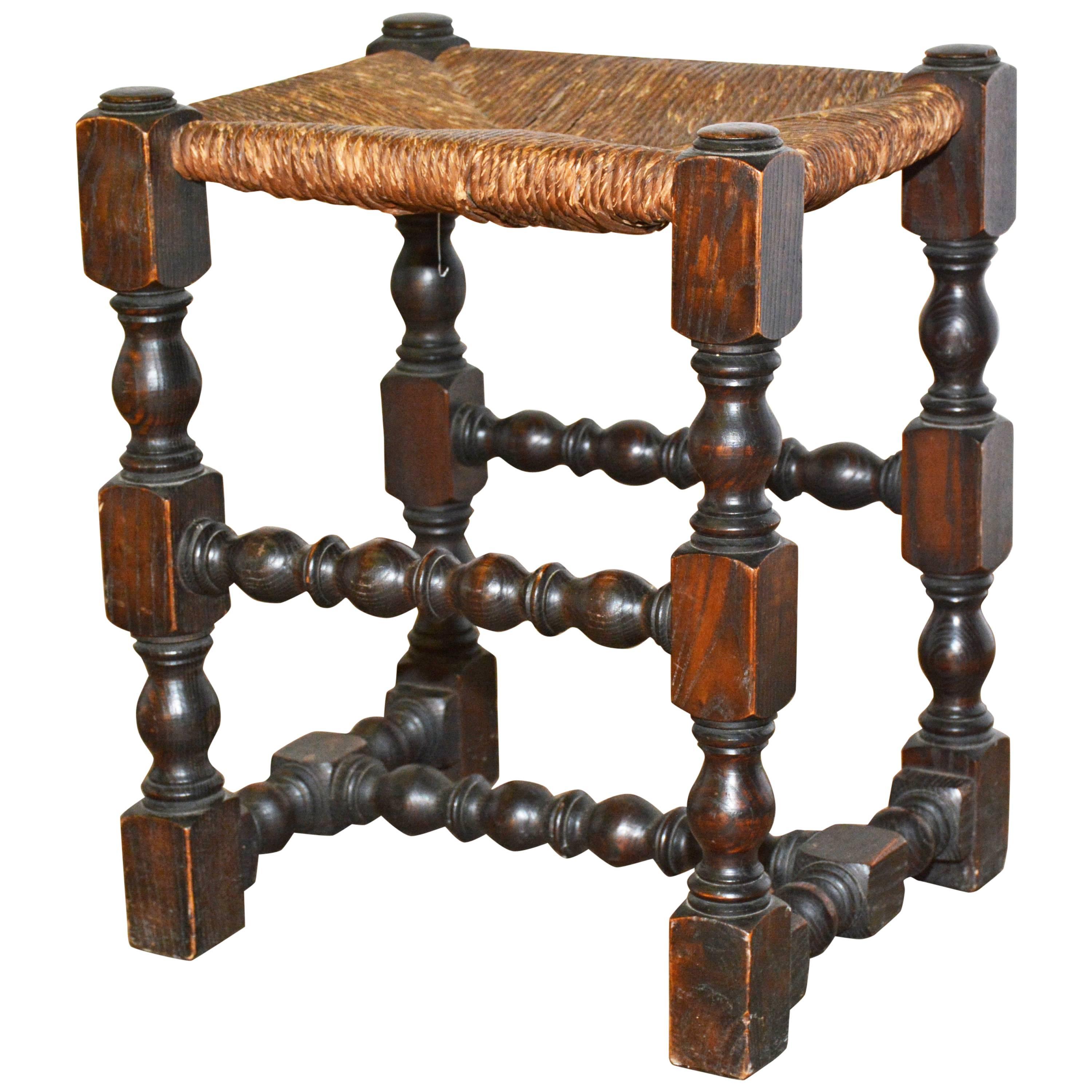 19th Century English Oak Turned Stool at 1stDibs