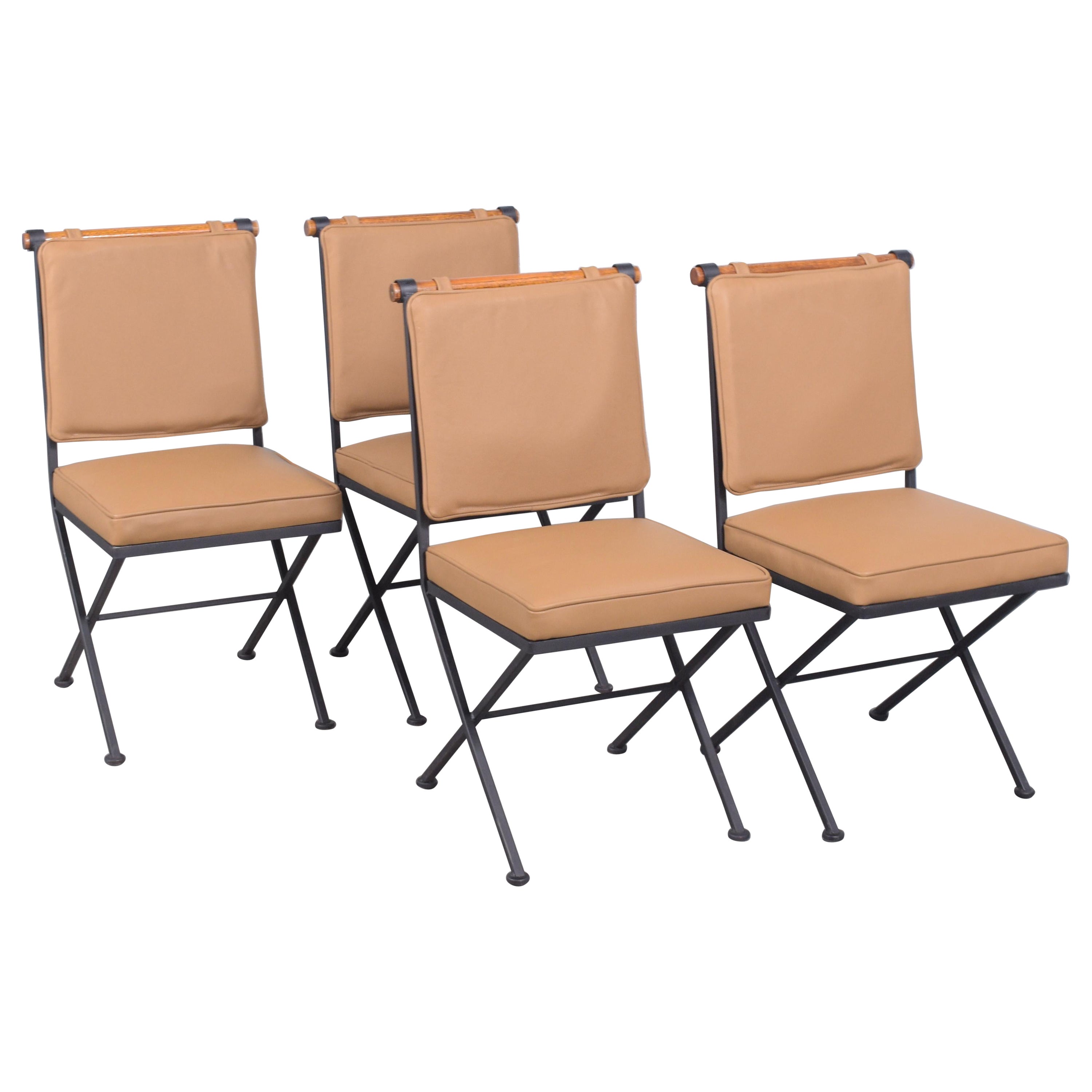 Restored Cleo Baldon Style Dining Chairs with Tan Leather For Sale at ...